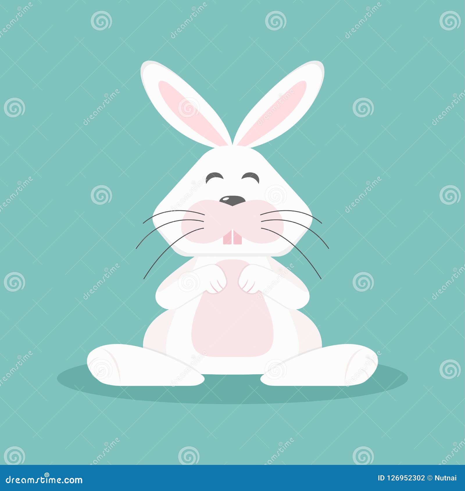 Cute Easter Bunny in Standing on Green Background - Vector Stock Vector ...