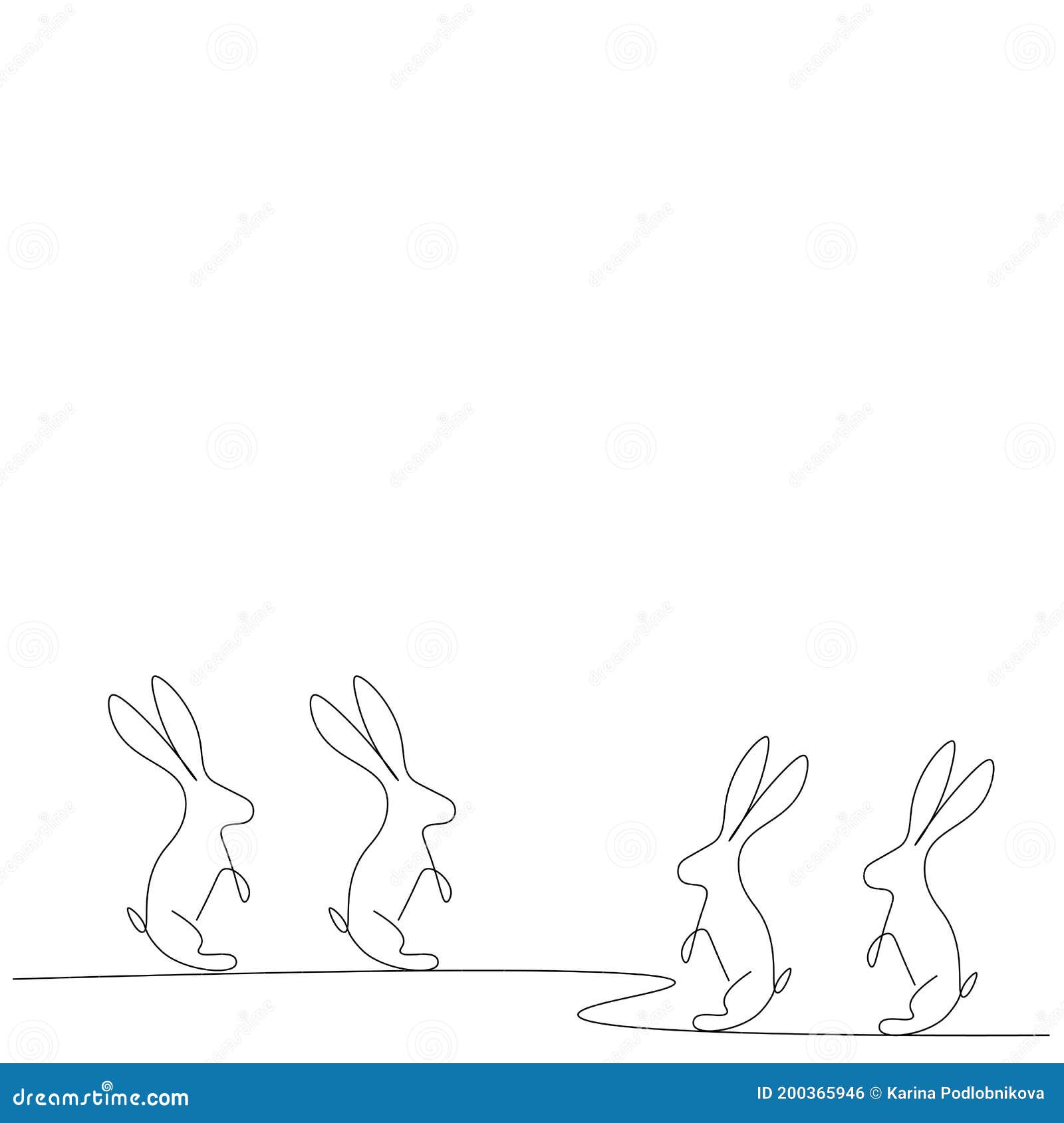 Easter Bunny Isolated on White Background One Line Drawing, Vector ...