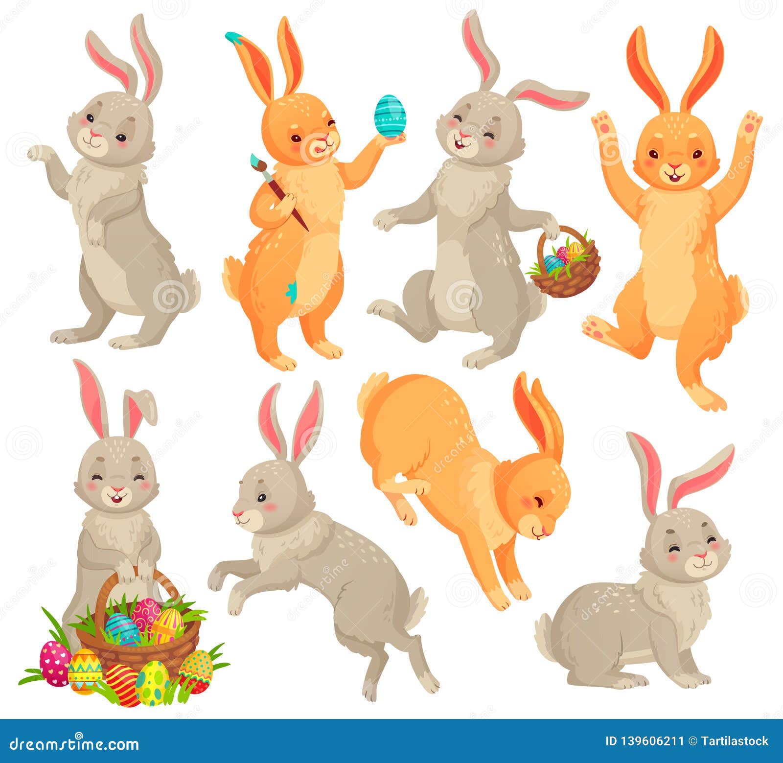 Easter Bunny. Jumping Rabbit, Dancing Funny Bunnies Animals and Rabbits ...