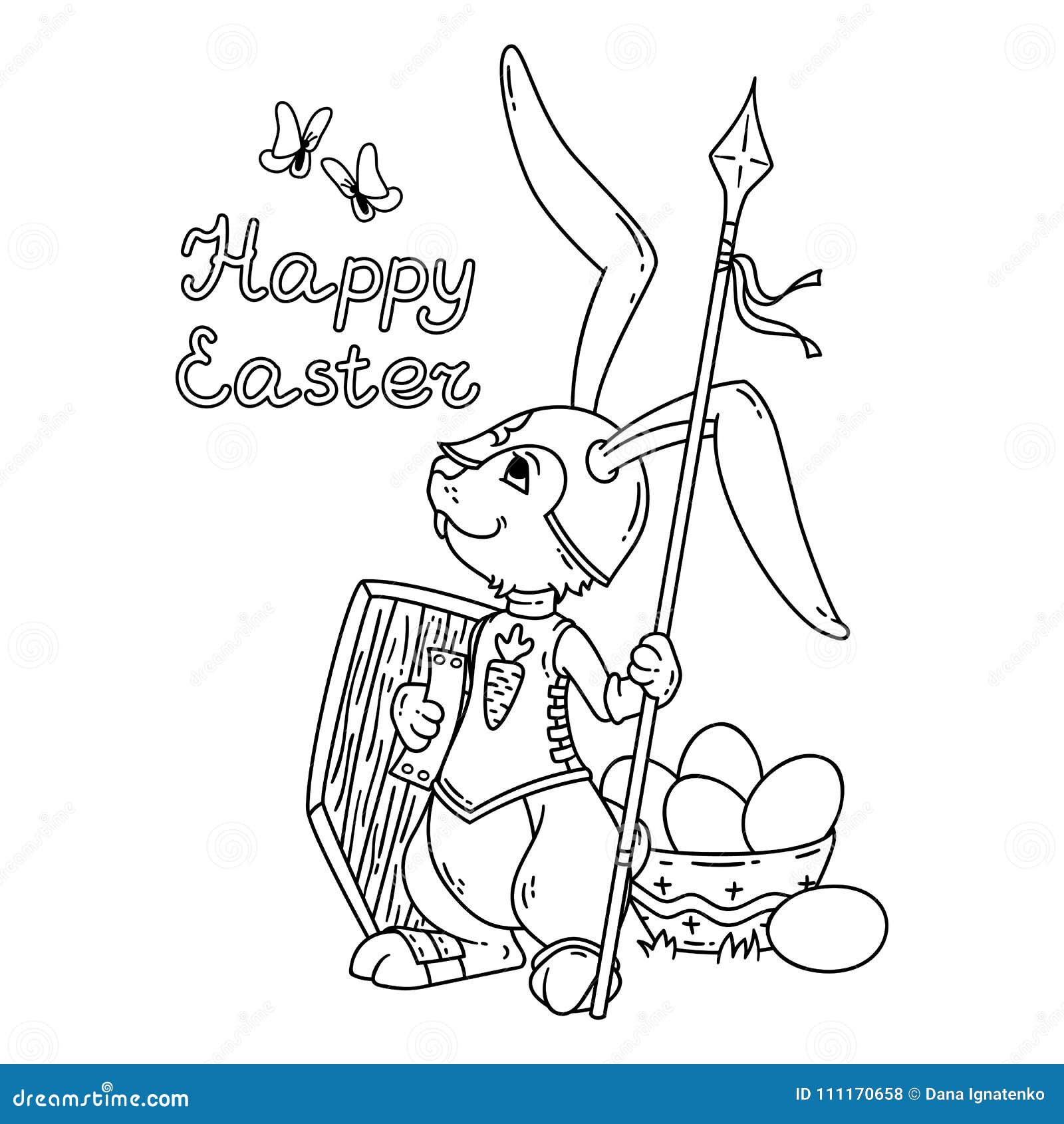 Easter Bunny Knight with a Lance and Shield. Stock Vector ...