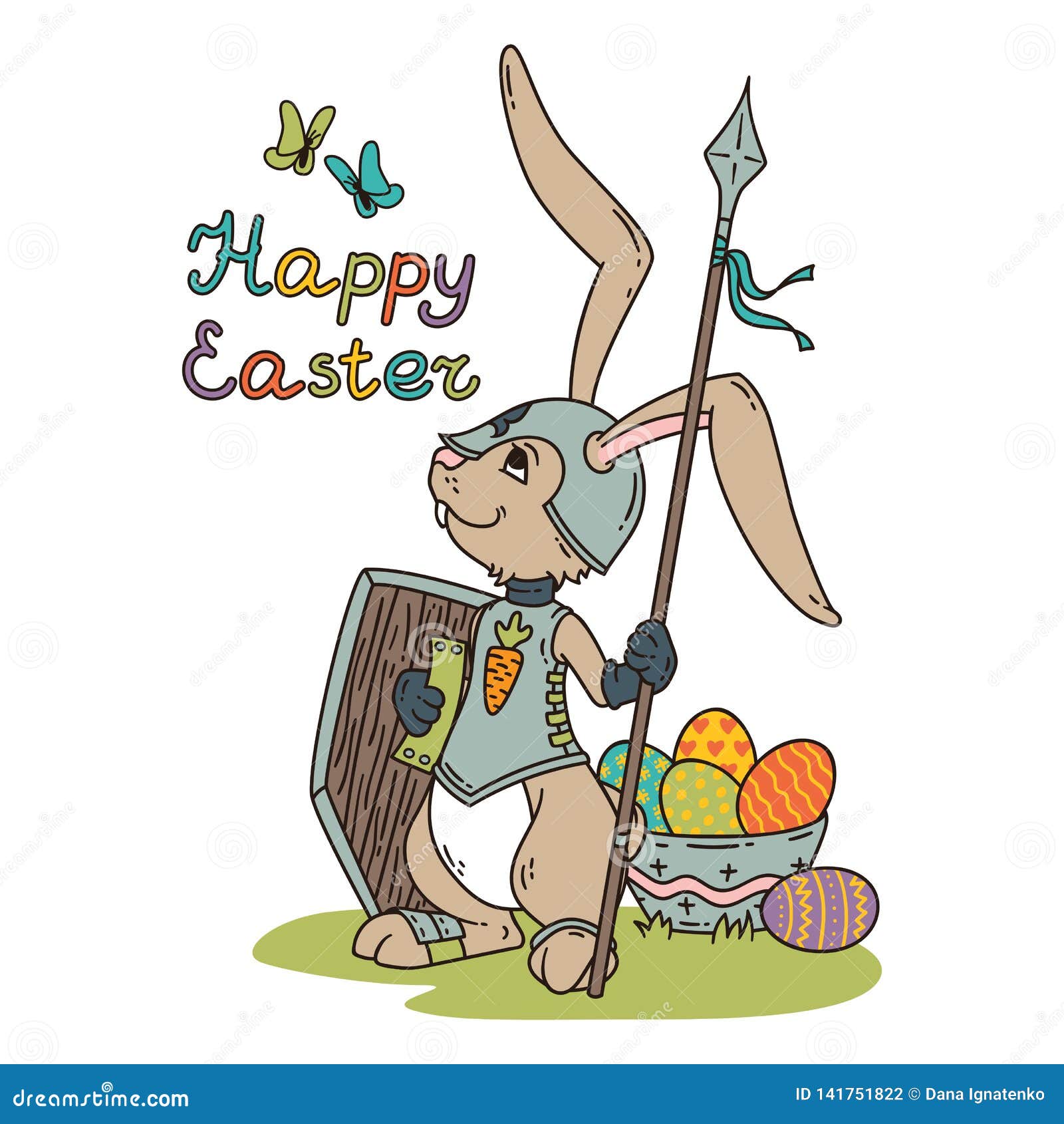 Easter Bunny Knight with a Lance and Shield Stock Illustration ...