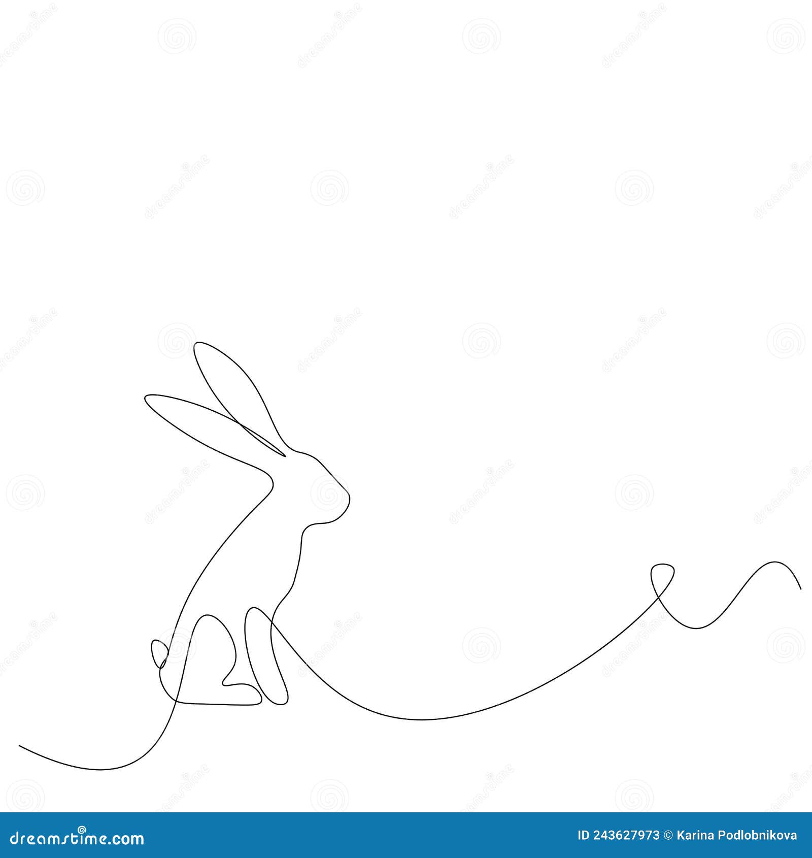Easter Bunny Line Drawing, Vector Illustration Stock Vector ...