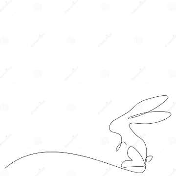 Easter Bunny Line Drawing, Vector Illustration Stock Vector ...