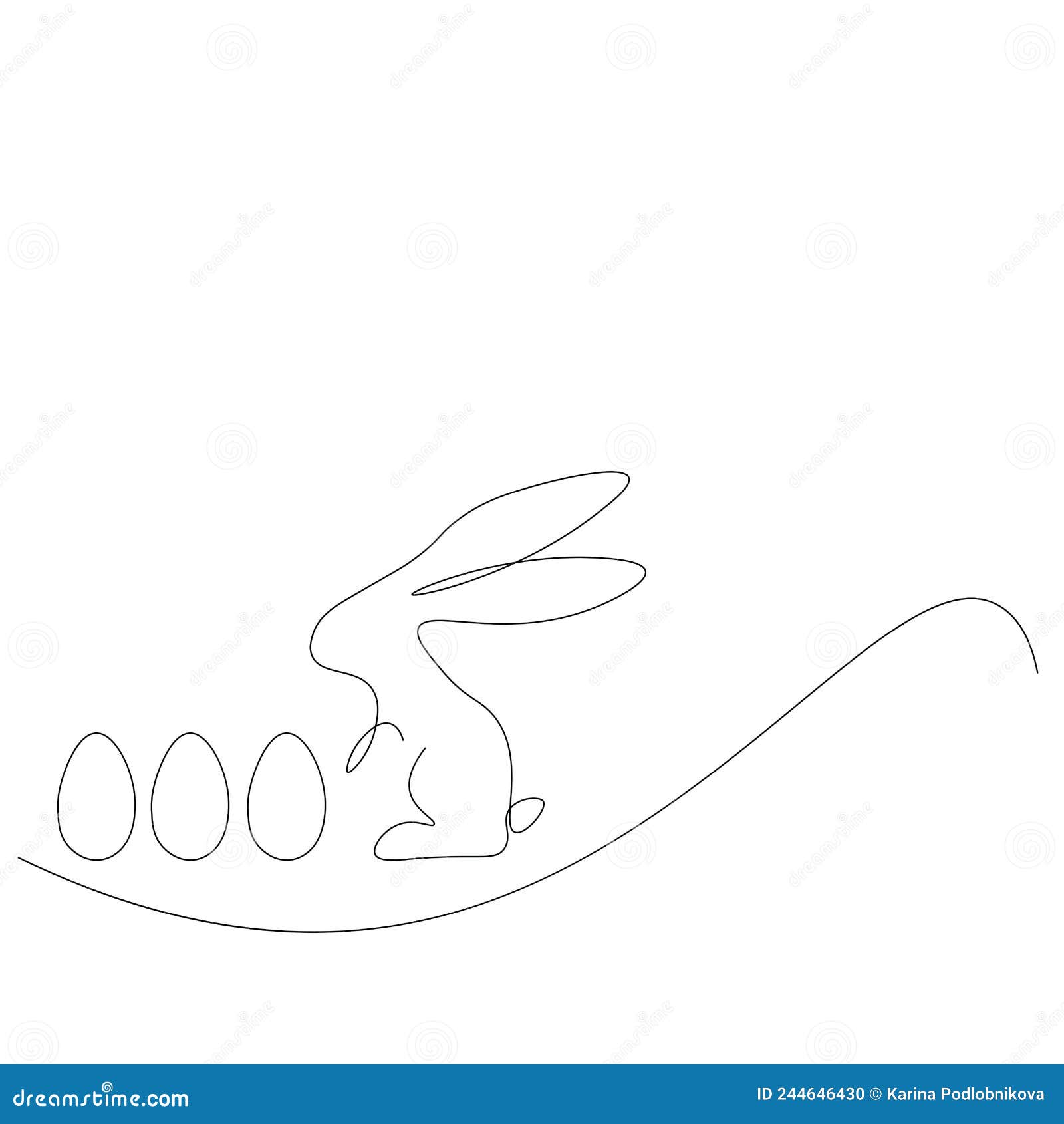 Easter Bunny Line Drawing, Vector Illustration Stock Vector ...