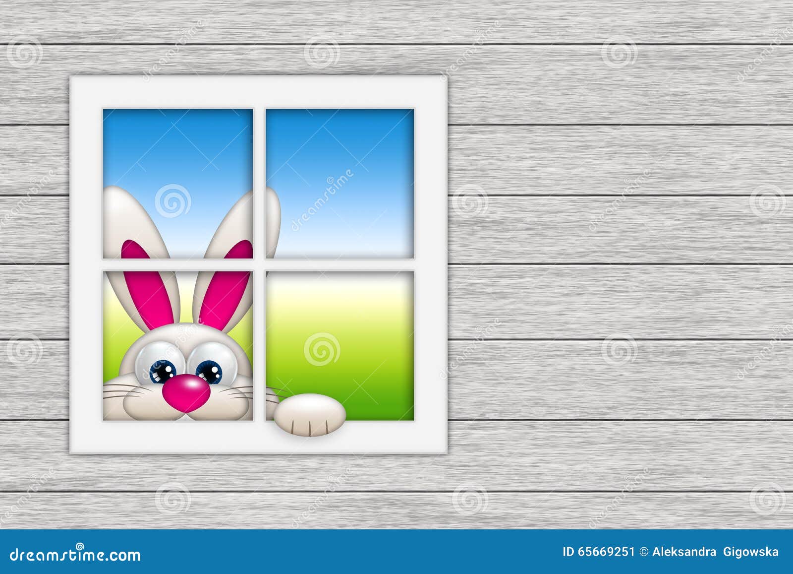 Easter Bunny Looking by the Window Stock Illustration - Illustration of ...
