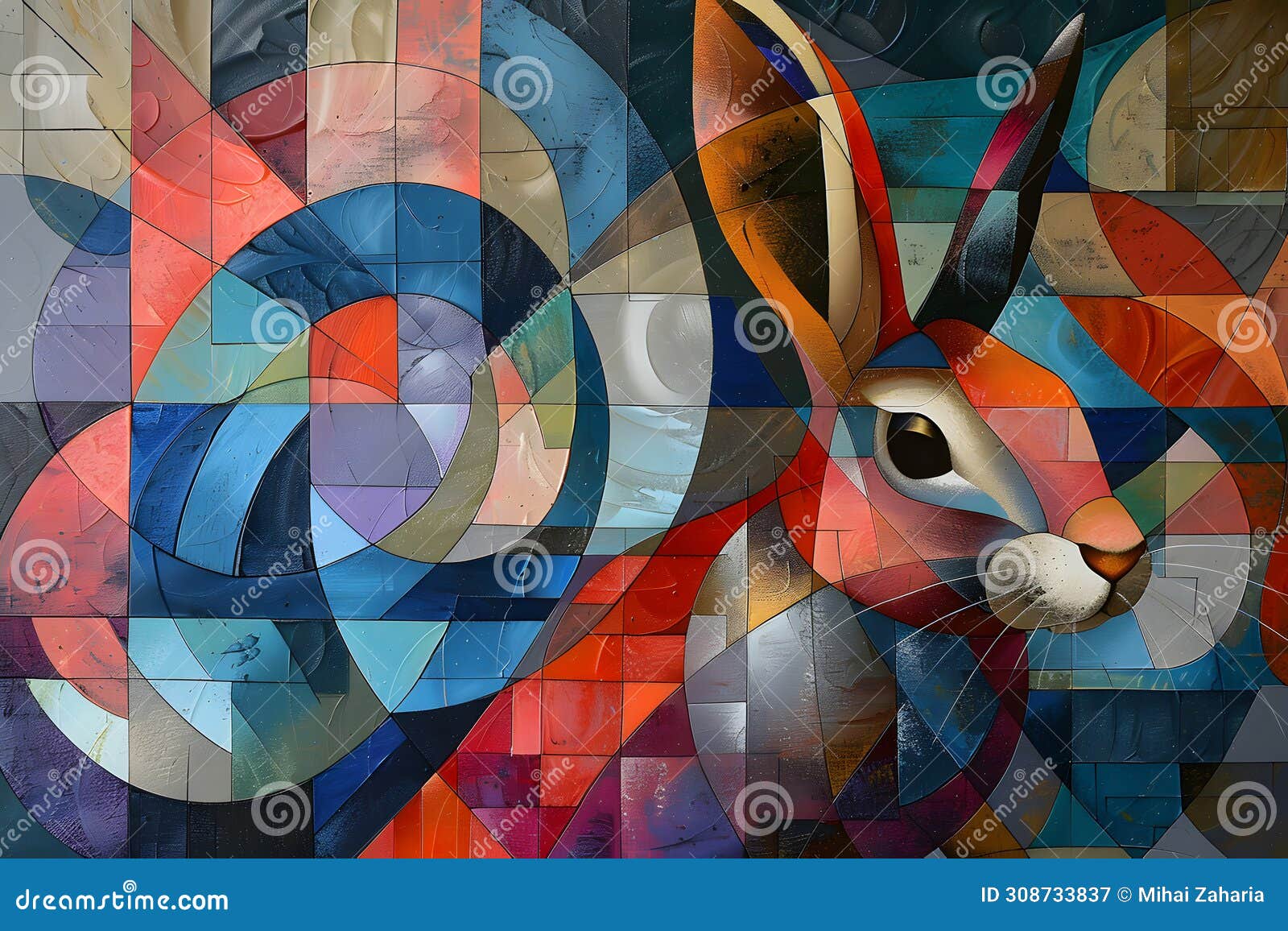 The Easter Bunny. Modern Abstract Painting, Cubism Stock Illustration ...
