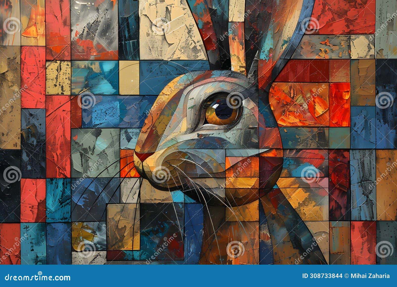 The Easter Bunny. Modern Abstract Painting, Cubism Stock Illustration ...