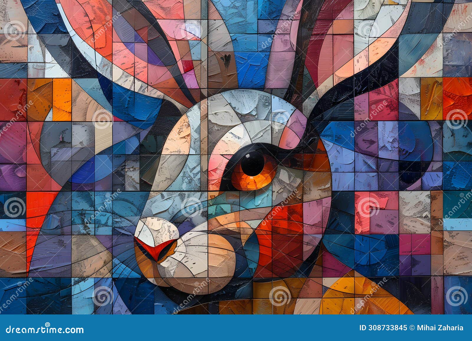 The Easter Bunny. Modern Abstract Painting, Cubism Stock Illustration ...
