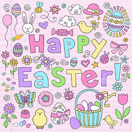 Easter Bunny Notebook Doodles Vector Set Stock Vector - Illustration of ...