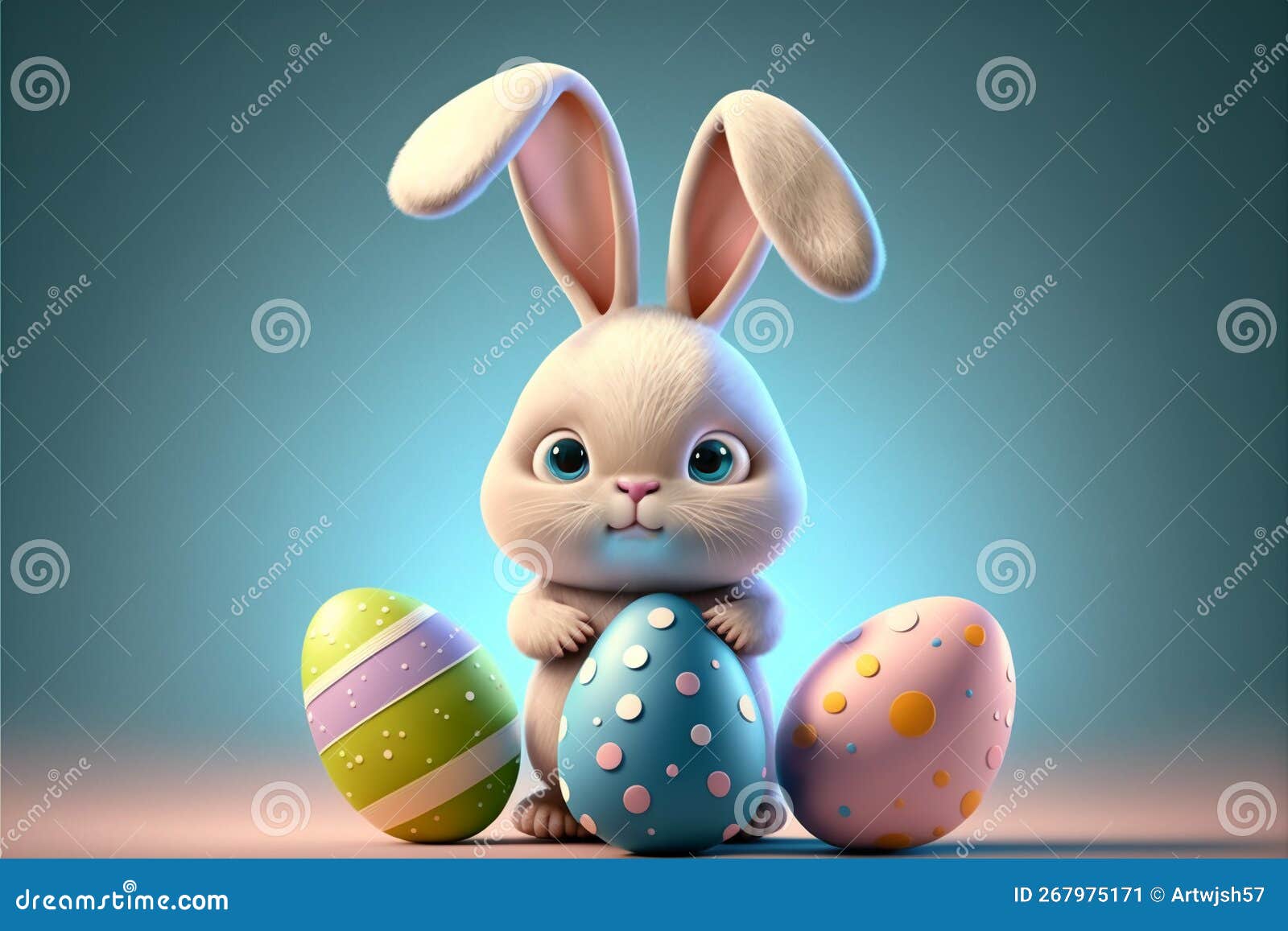 Easter Bunny with Painted Eggs Stock Image - Image of blue, cartoon ...