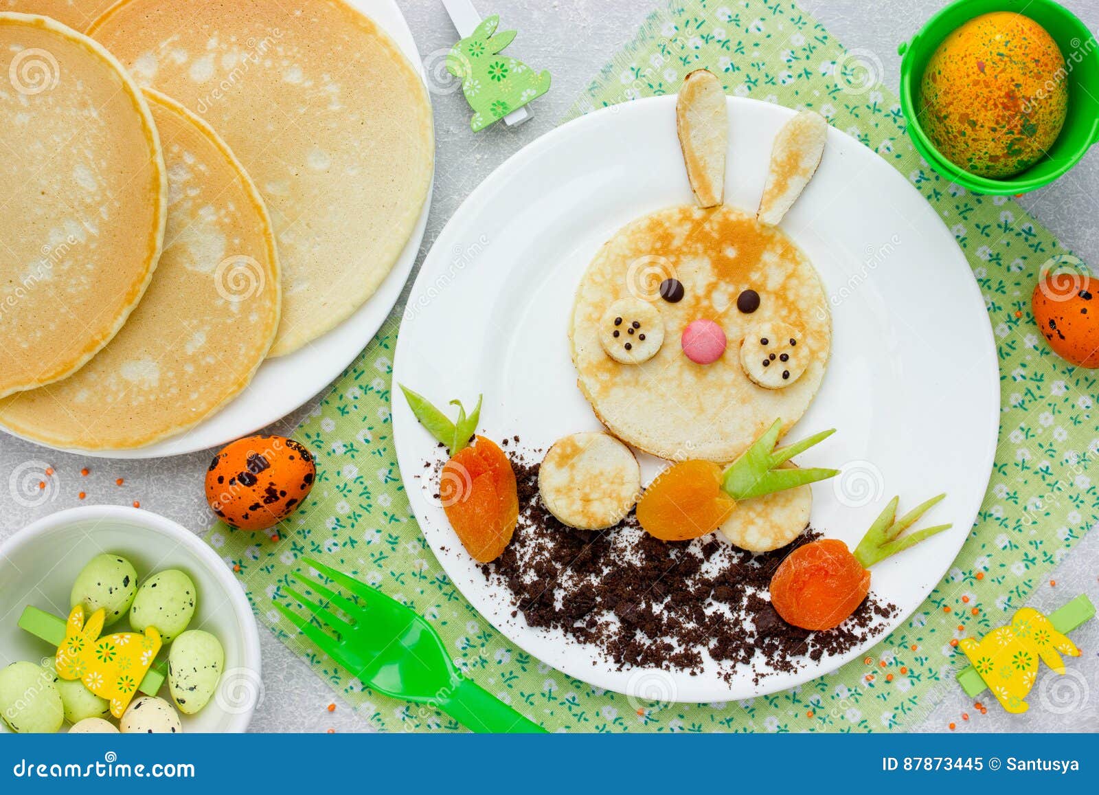 Easter Bunny Pancakes Creative Idea for Kids Easter Breakfast Stock ...