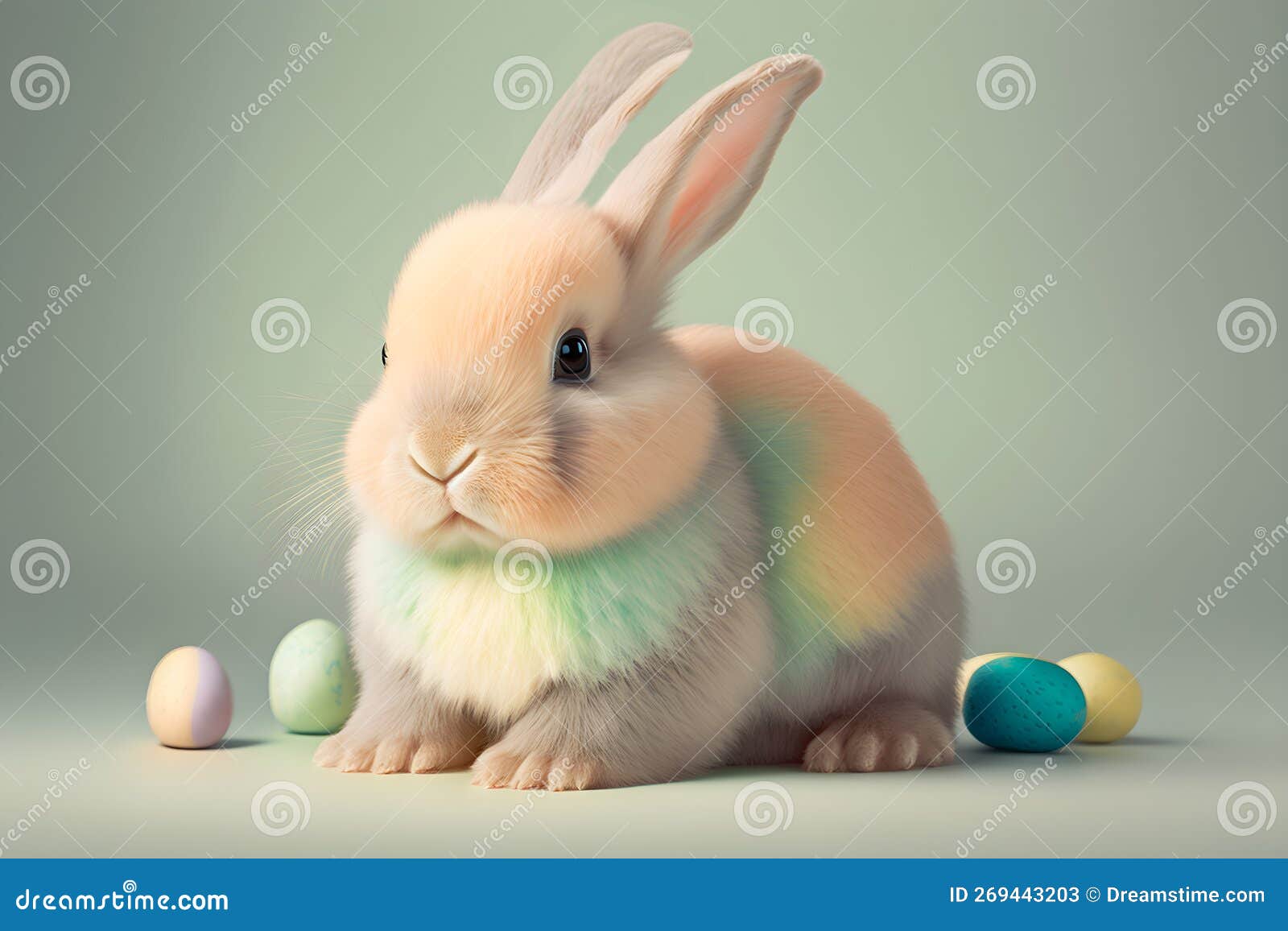 The Easter Bunny in Pastel Colors Sits with Eggs Stock Illustration ...