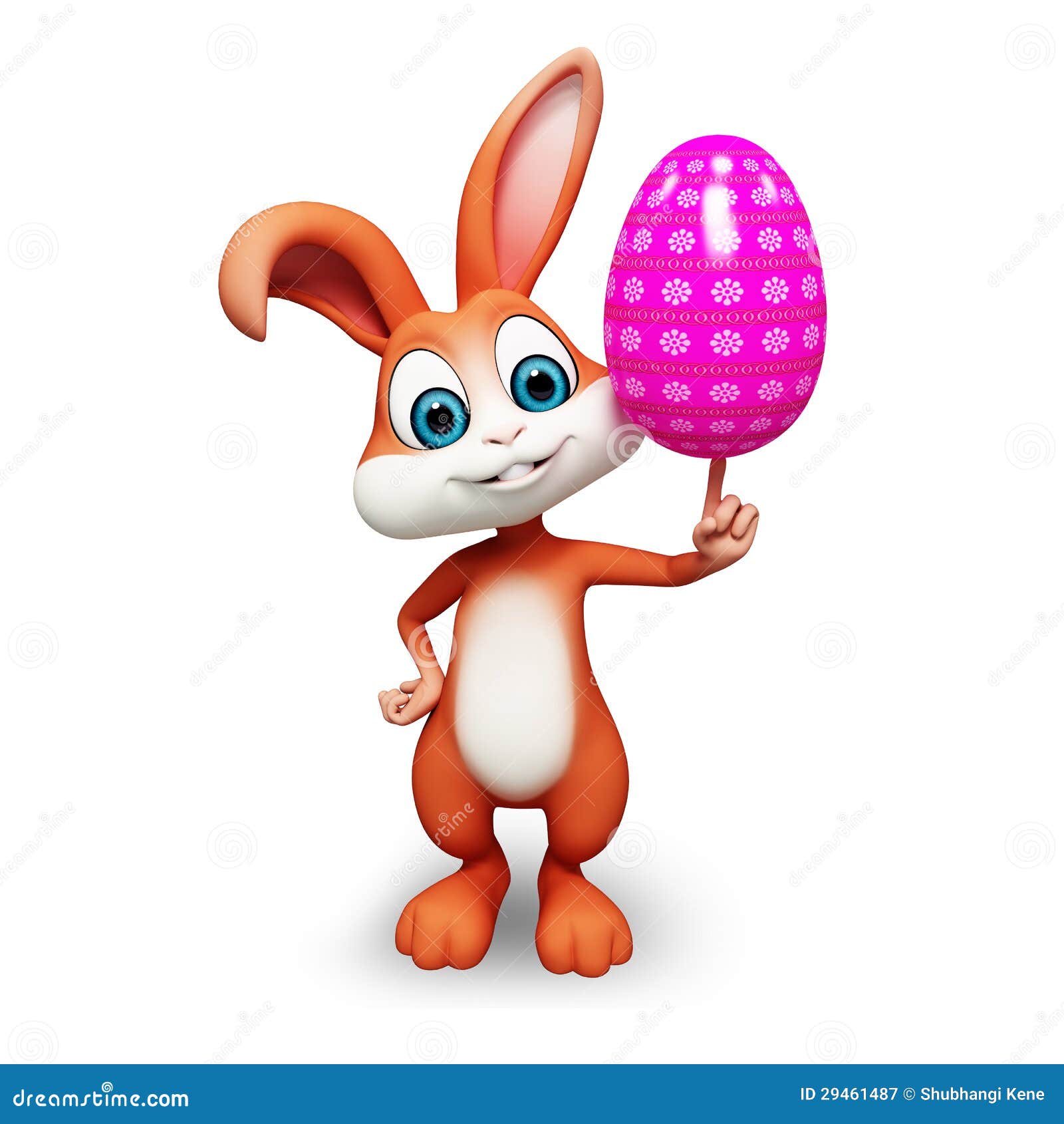 Easter bunny with pink egg stock illustration. Illustration of easter ...