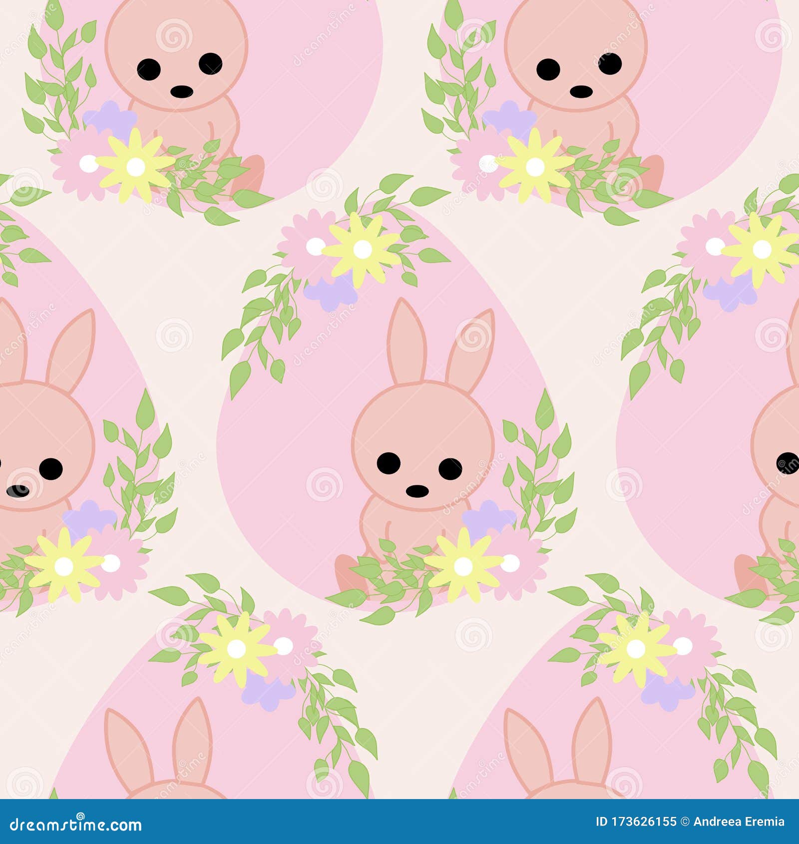 Easter Bunny in a Pink Egg, Seamless Pattern Stock Vector ...