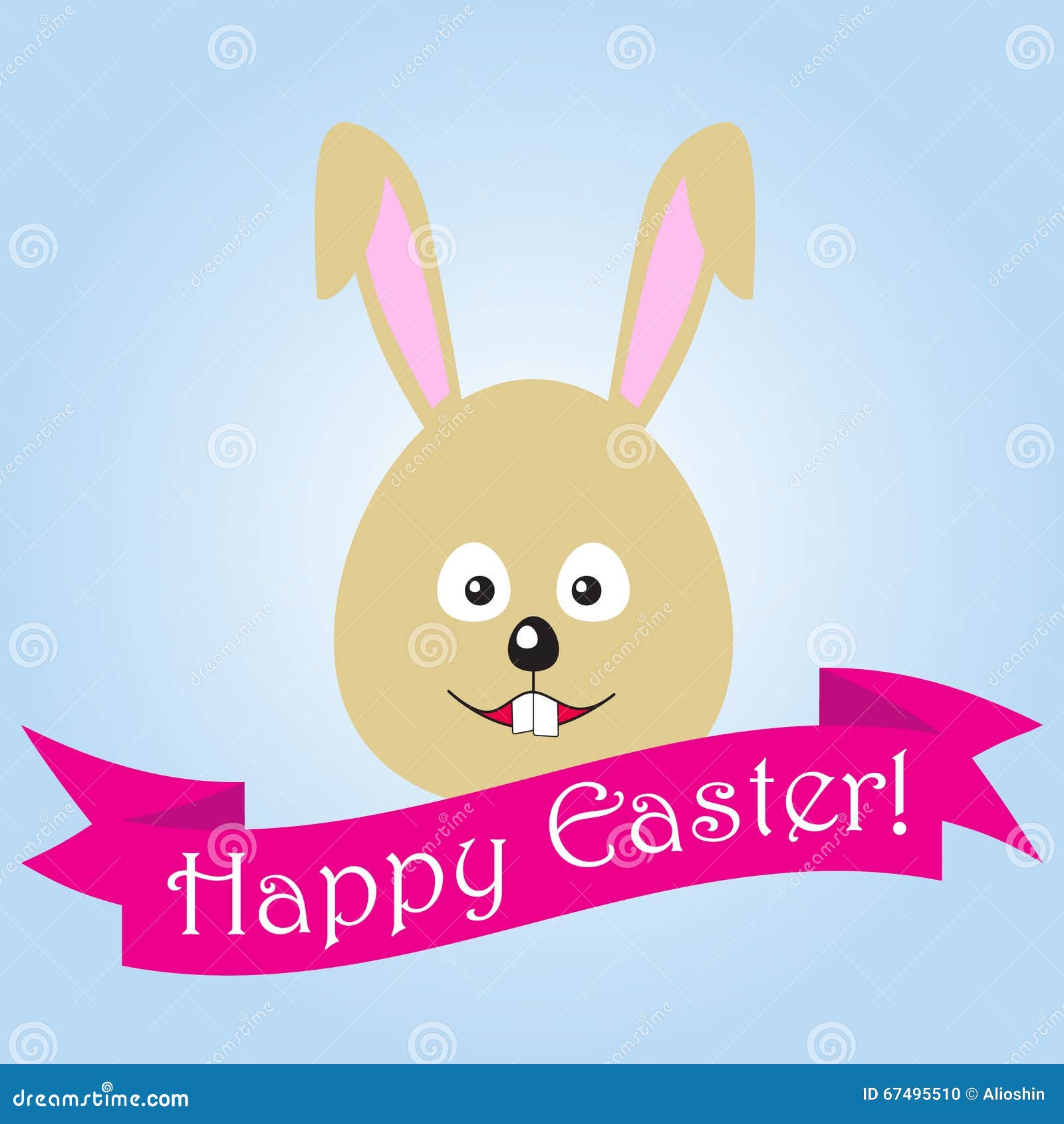 Easter bunny. Pink ribbon stock vector. Illustration of celebrations ...