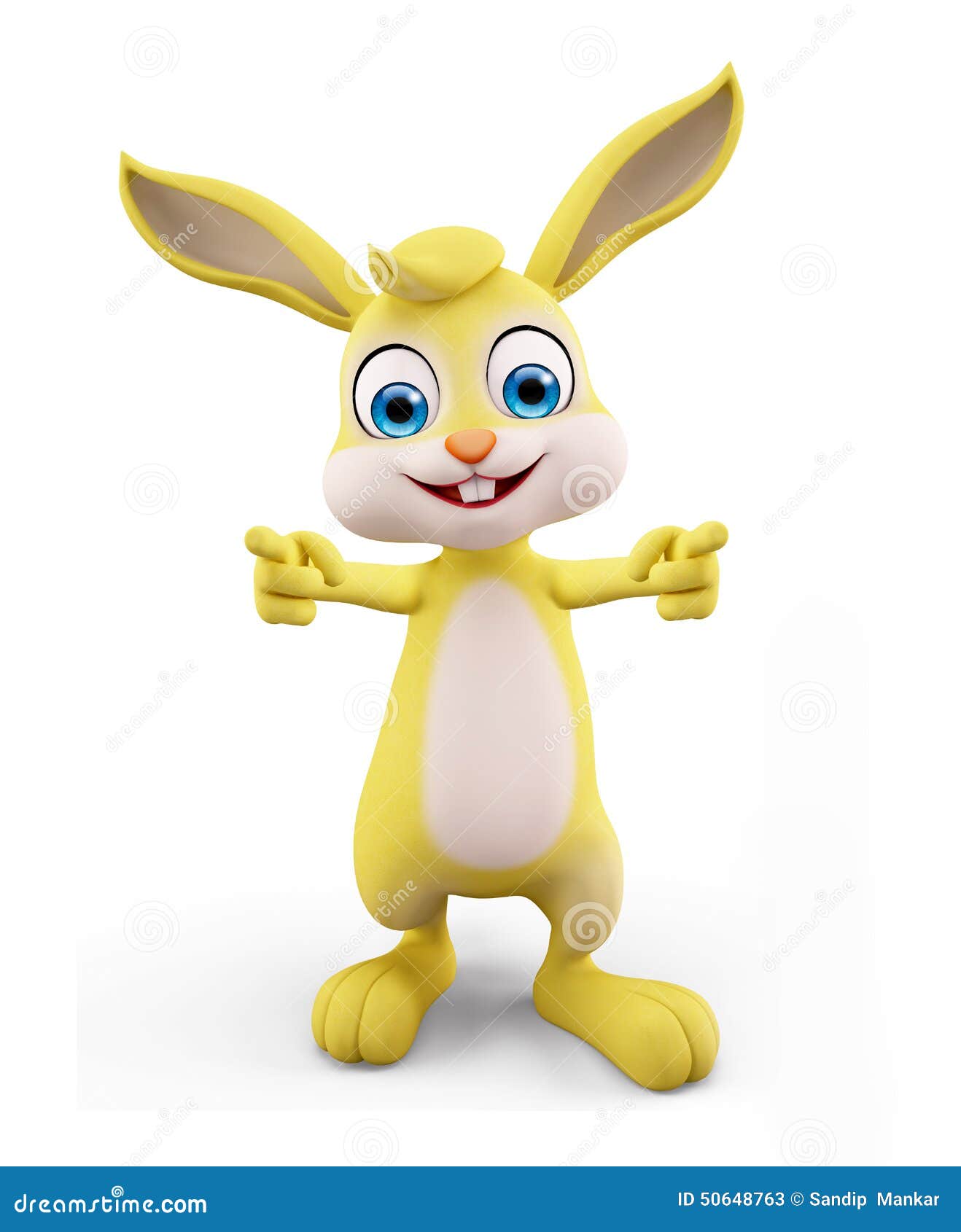 Easter Bunny with Pointing Pose Stock Illustration - Illustration of ...