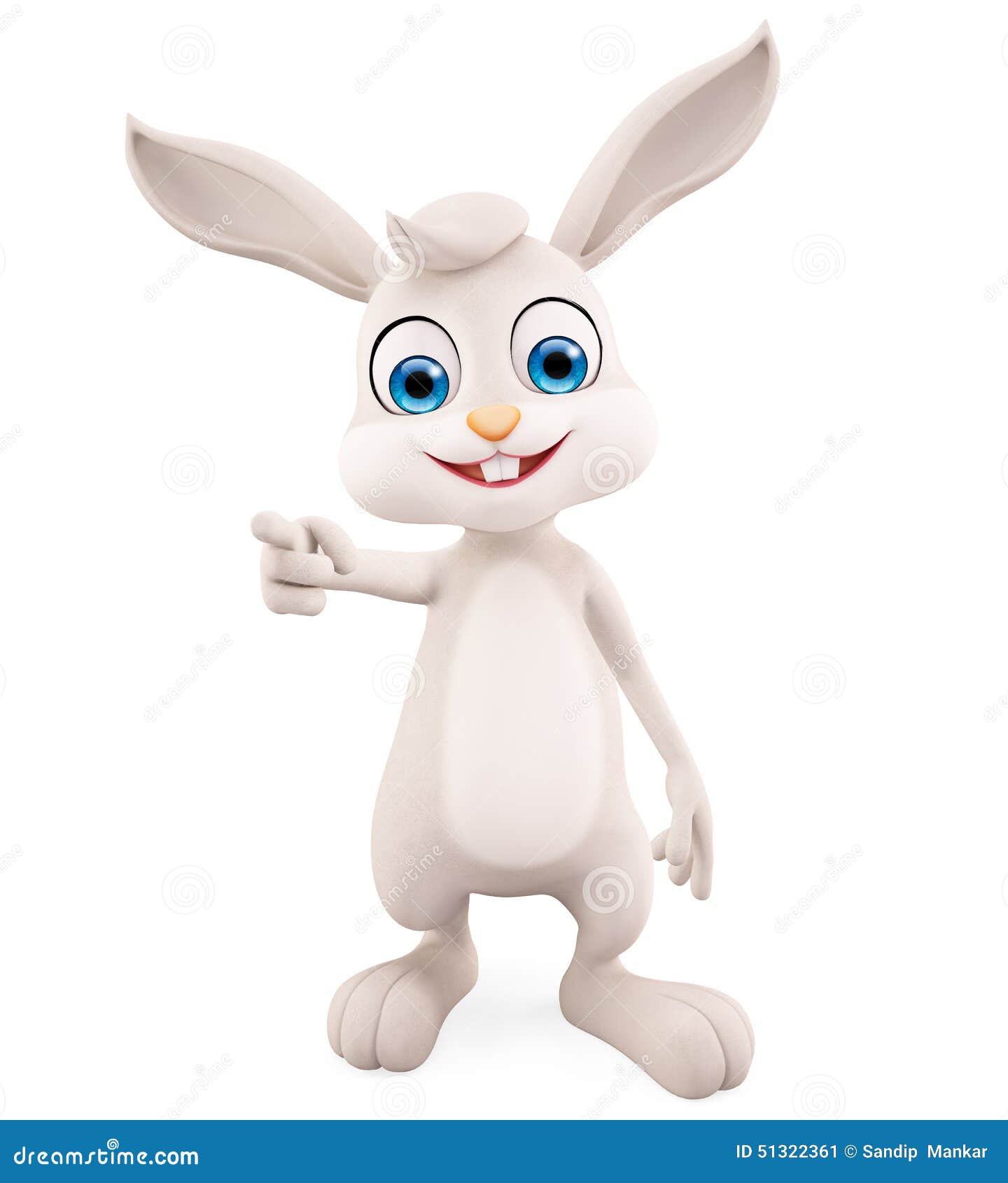 Easter Bunny with Pointing Pose Stock Illustration - Illustration of ...