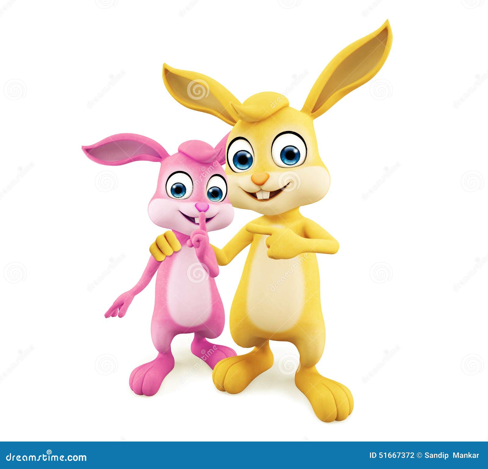 Easter Bunny with Pointing Pose Stock Illustration - Illustration of ...