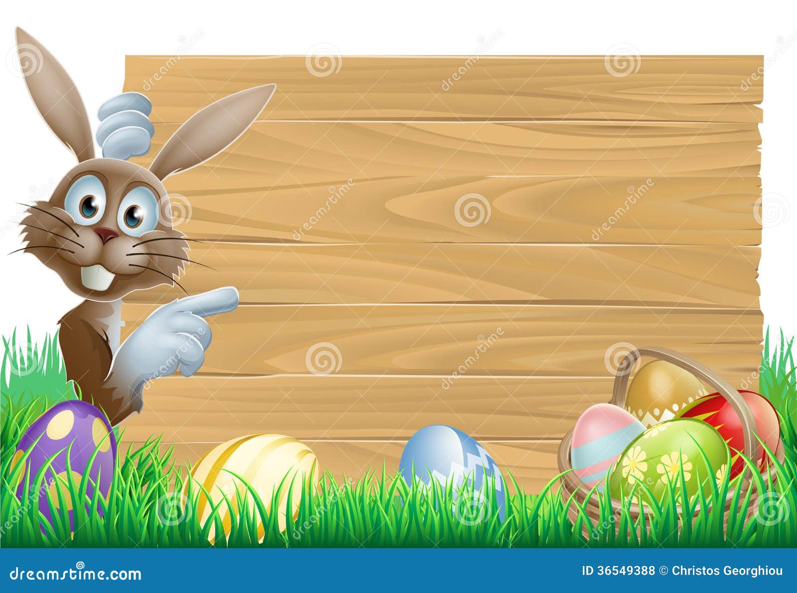 Easter Bunny Pointing at Sign Stock Vector - Illustration of lapin ...