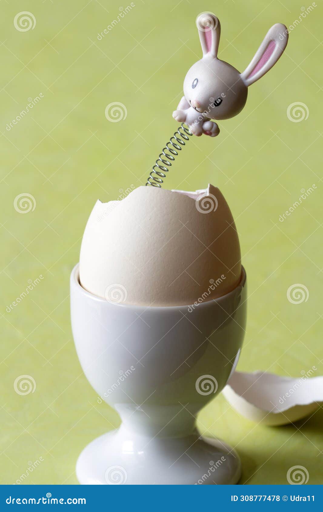 Easter Bunny Popping Out of Cracked Eggshell, Surprise Egg, Creative ...