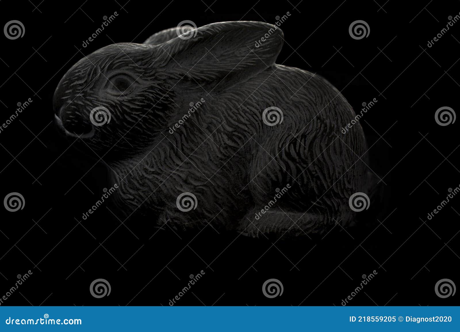 Easter Bunny or Rabbit on Black Background. Minimal Easter Style ...
