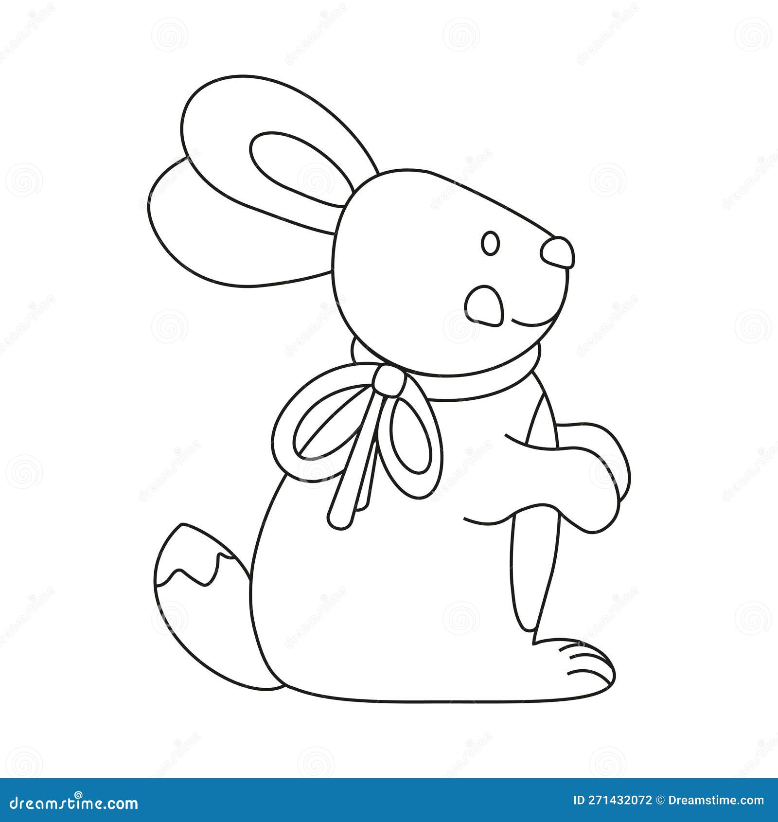 Easter Bunny, a Rabbit with a Bow on His Neck. Line Art Stock Vector ...