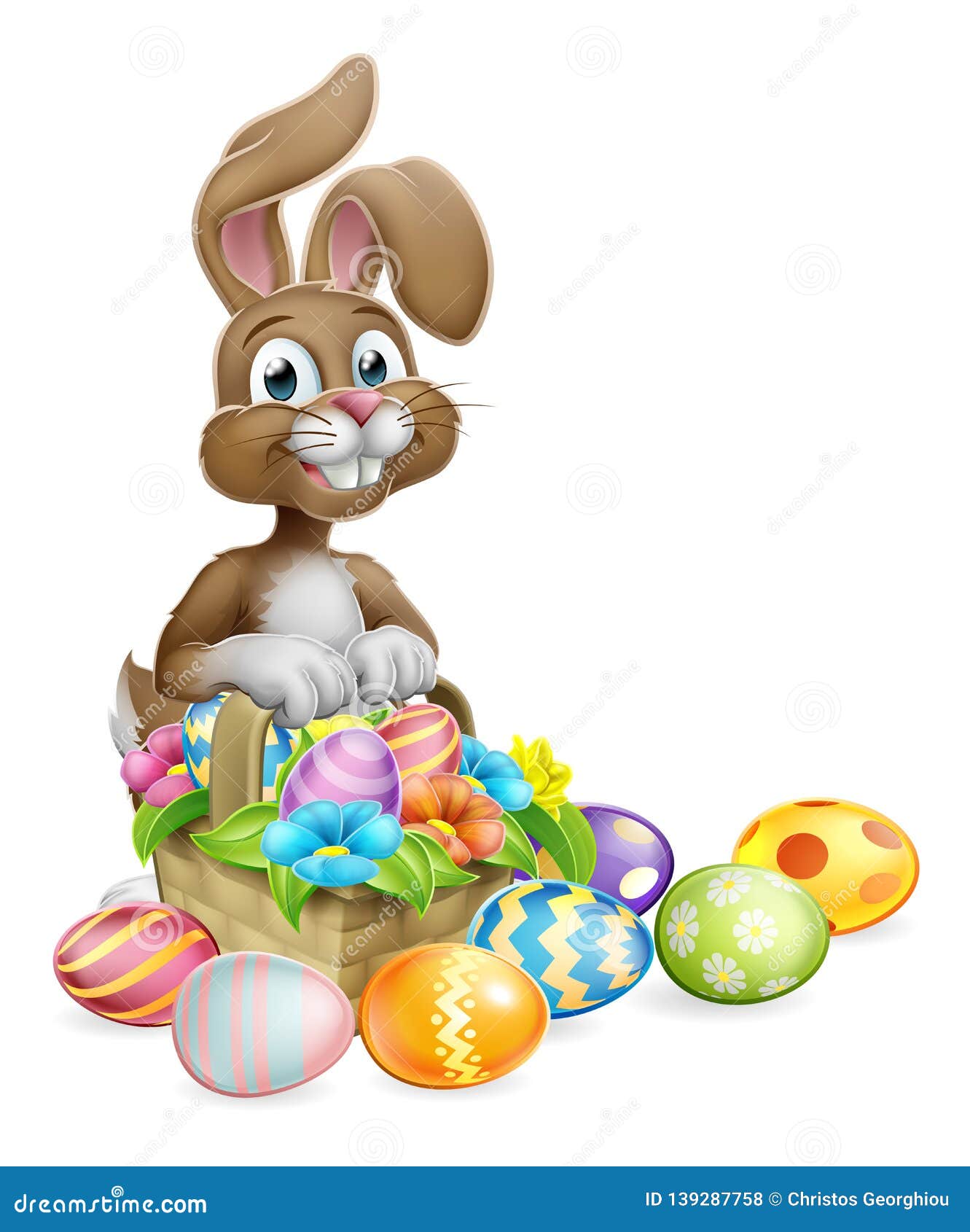 Easter Bunny Rabbit Eggs Hunt Basket Cartoon Stock Vector ... Easter Bunny Rabbit Eggs Hunt Basket Cartoon Stock Vector ...