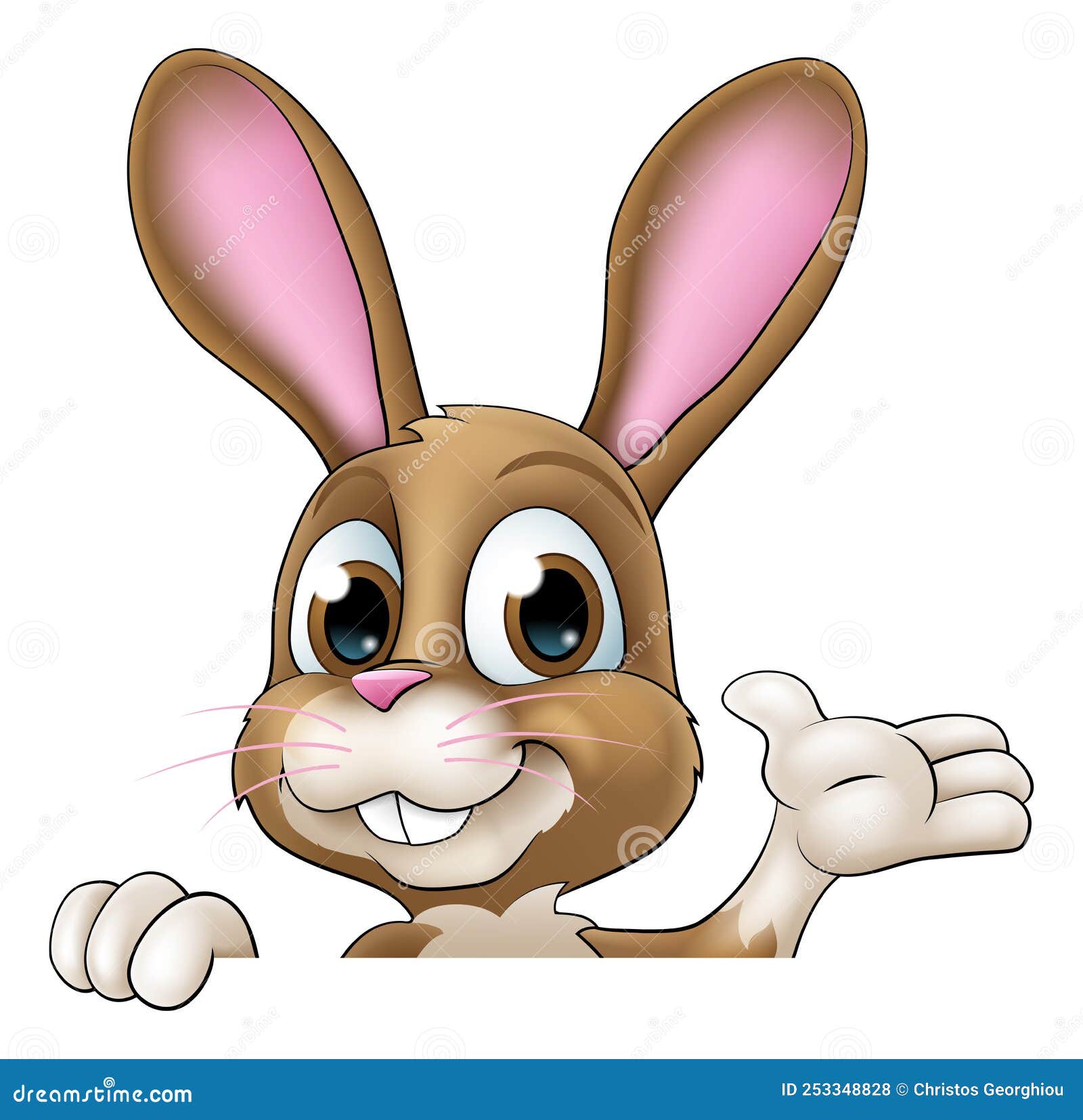 Easter Bunny Rabbit Cartoon Character Peeking Sign Stock Vector ...