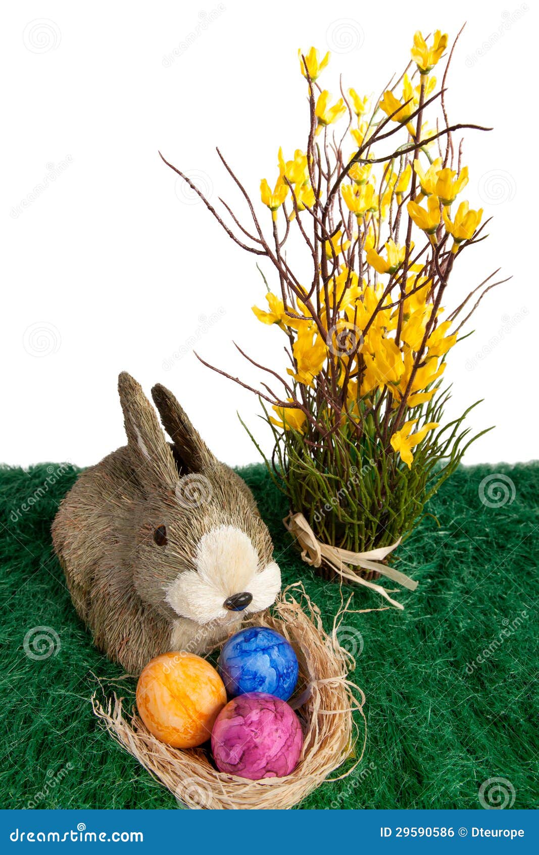 Easter Bunny Rabbit with Colourful Eggs Stock Photo - Image of ...