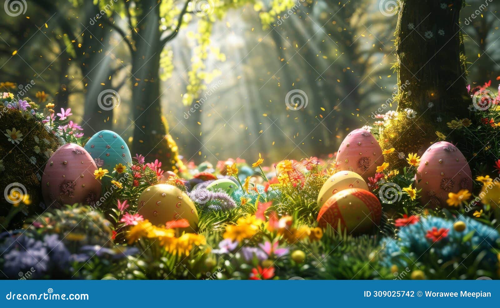 Easter Bunny Rabbit with Egg in Wonderland. Generative AI Stock Photo ...