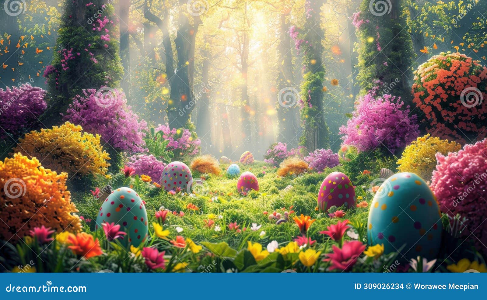 Easter Bunny Rabbit with Egg in Wonderland. Generative AI Stock Photo ...