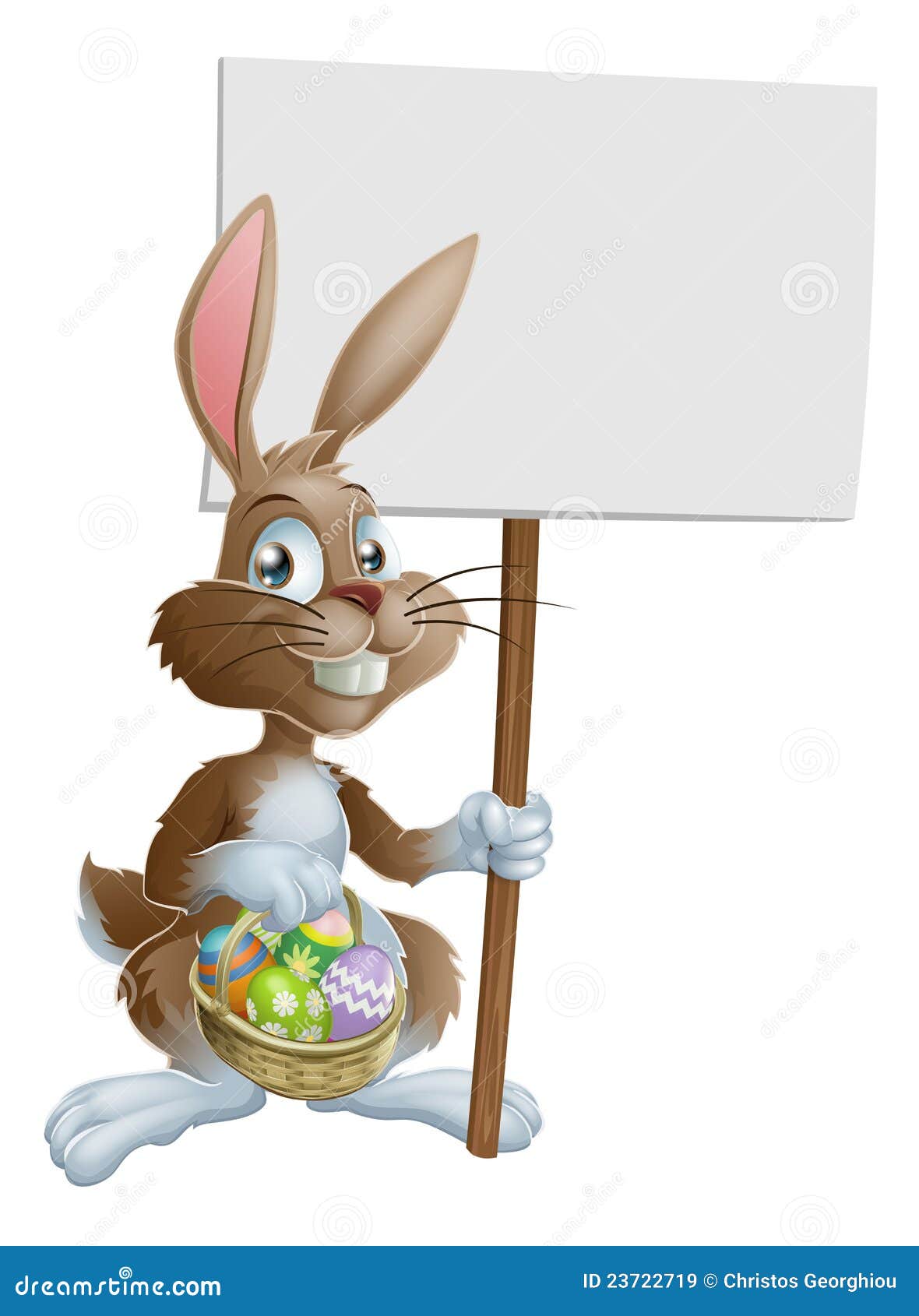 Easter Bunny Rabbit Holding Sign Stock Vector - Illustration of graphic ...