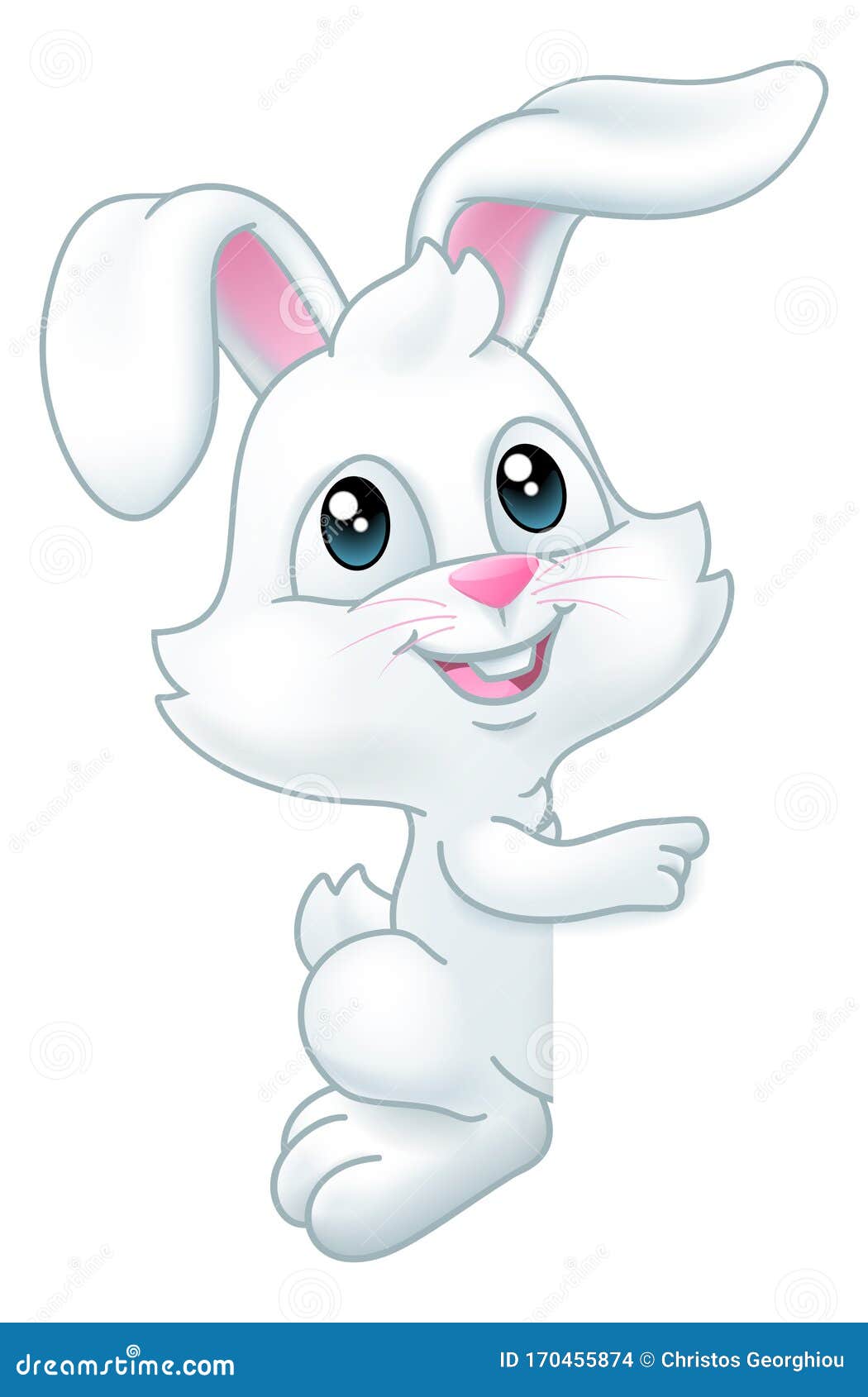 Easter Bunny Rabbit Peeking Pointing Sign Cartoon Stock Vector ...