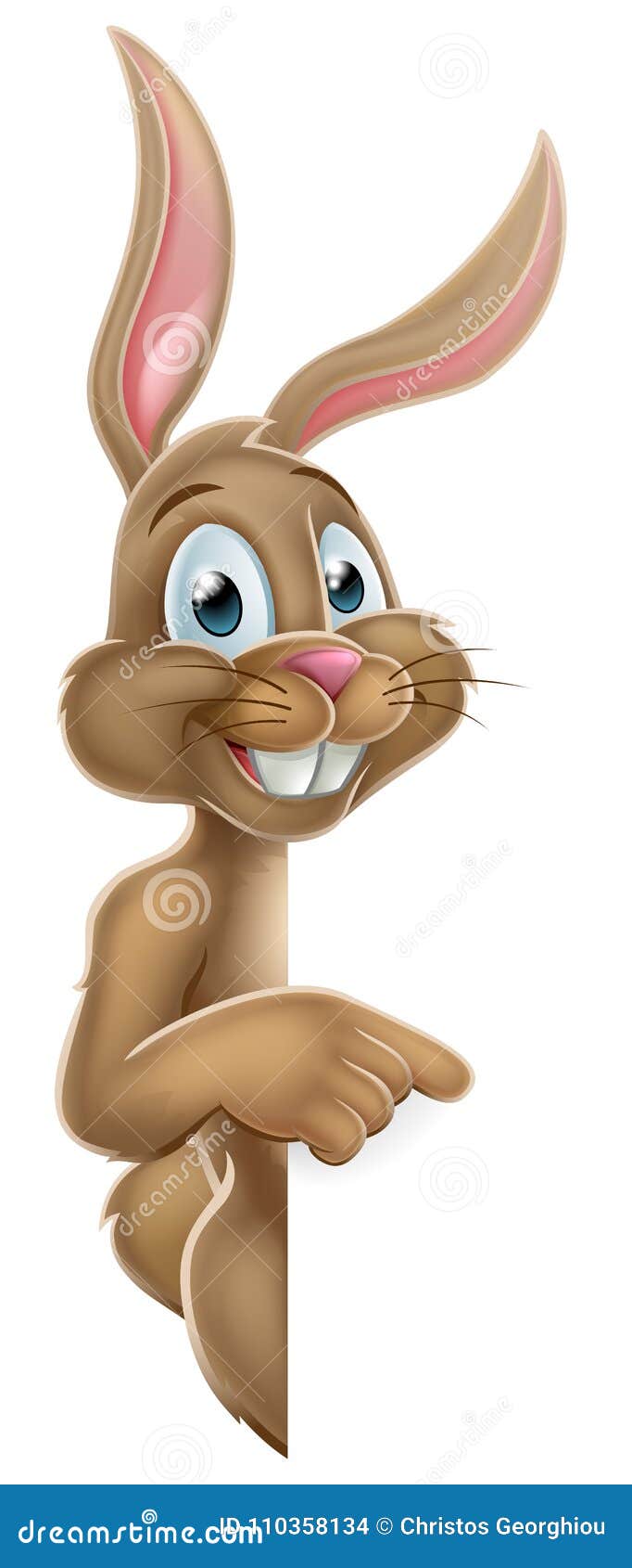 Easter Bunny Rabbit Pointing Cartoon Stock Vector - Illustration of ...