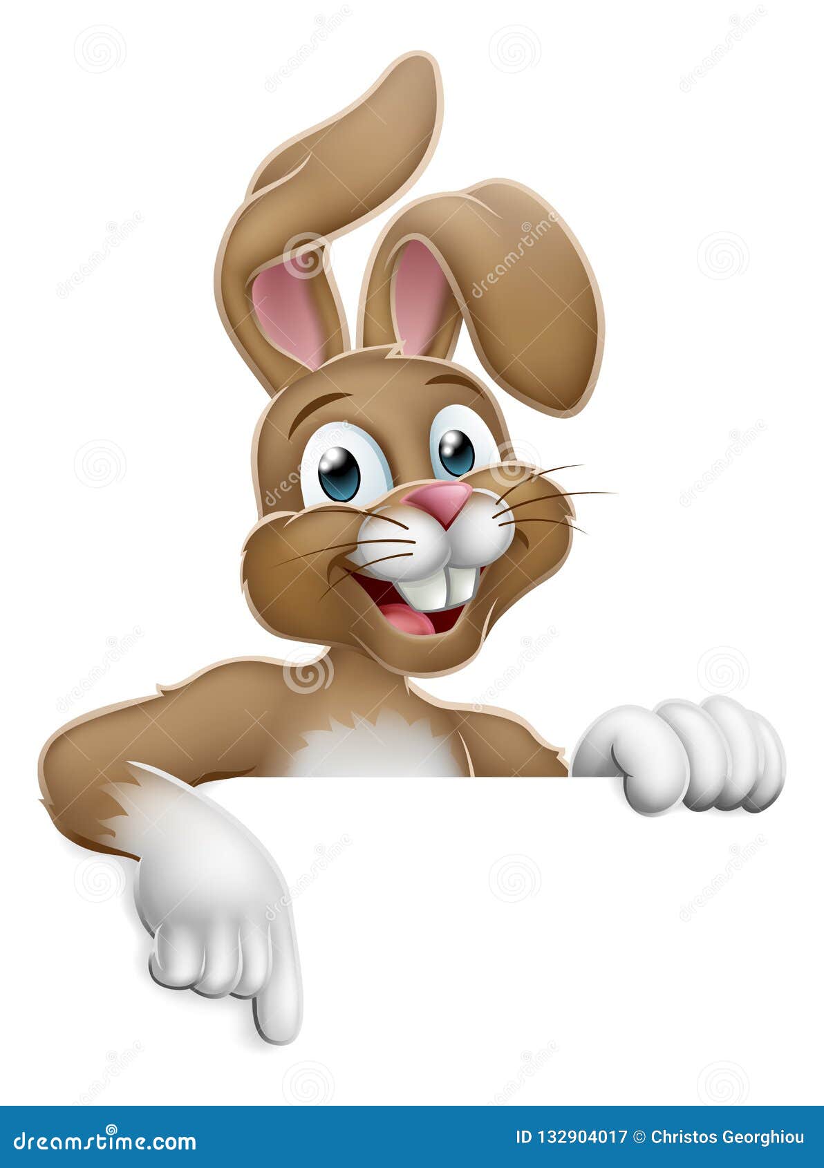 Easter Bunny Rabbit Pointing Cartoon at Sign Stock Vector ...