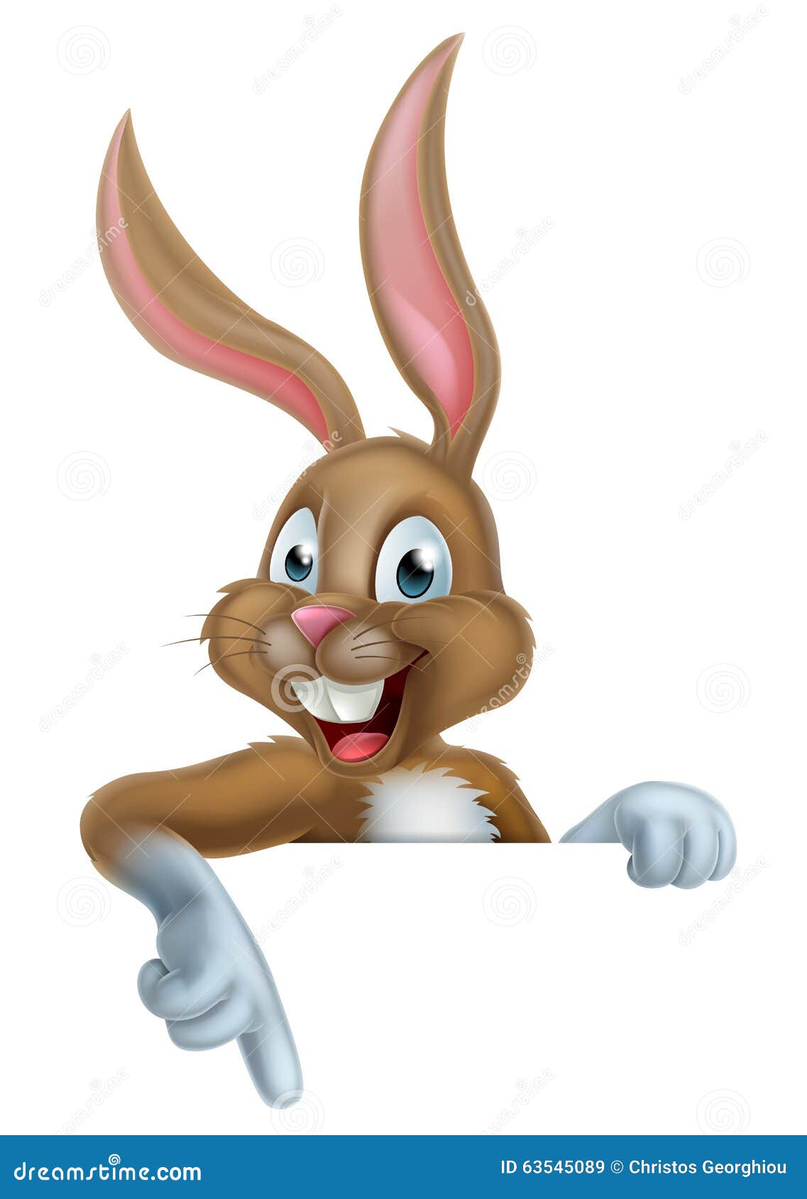 Easter Bunny Rabbit Pointing Down Stock Vector - Illustration of ...