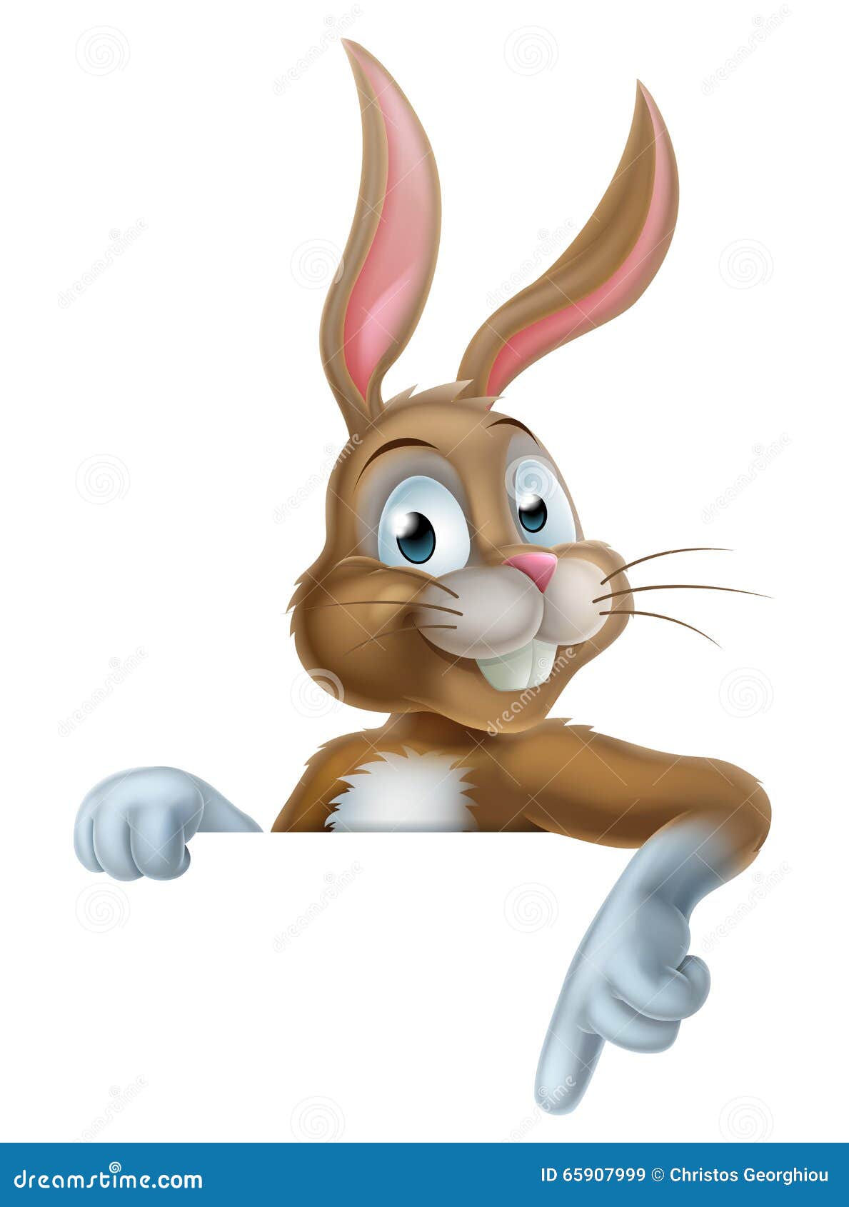 Easter Bunny Rabbit Pointing Down Stock Vector - Illustration of ...