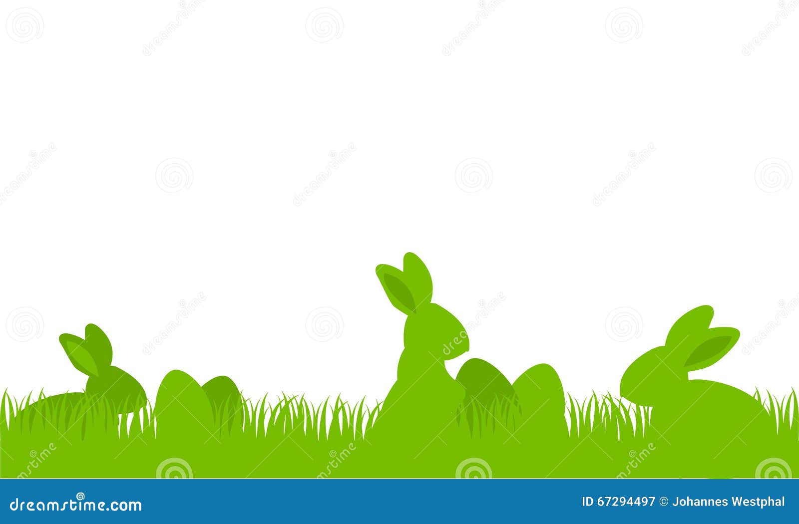 Easter Bunny Rabbit Silhouette Set with Eggs in Fresh Green Grass Stock ...