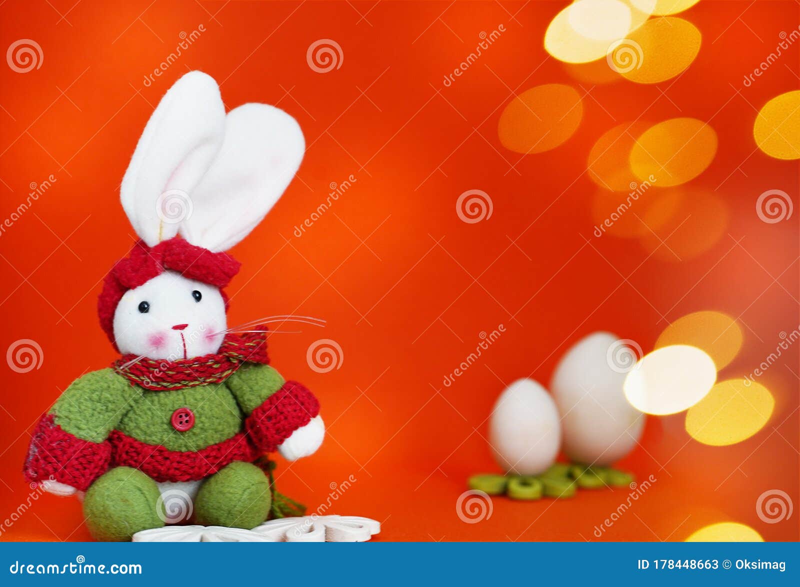 Happy Easter Bunny on a Red Background, Spring Concept Stock Image ...