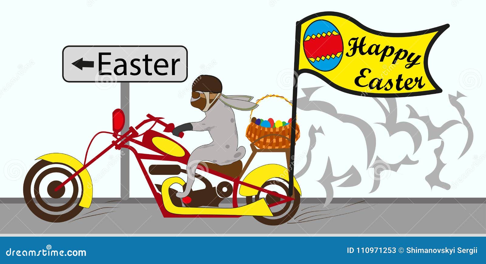 Easter Bunny Riding a Motorcycle Stock Vector - Illustration of ...
