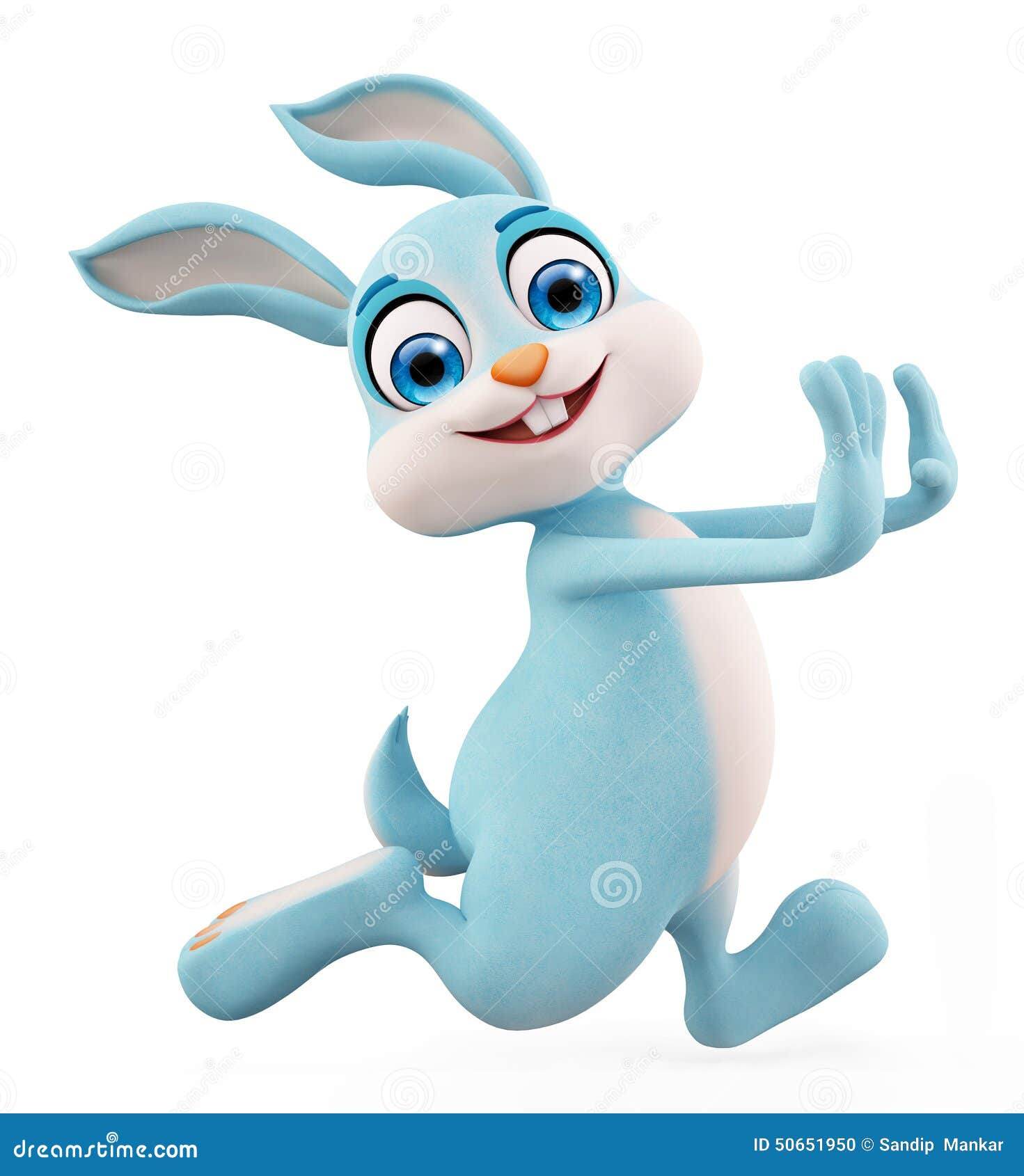 Easter Bunny with Running Pose Stock Illustration - Illustration of ...