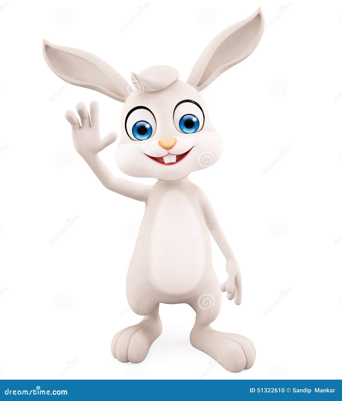 Easter Bunny with Saying Hi Pose Stock Illustration - Illustration of ...