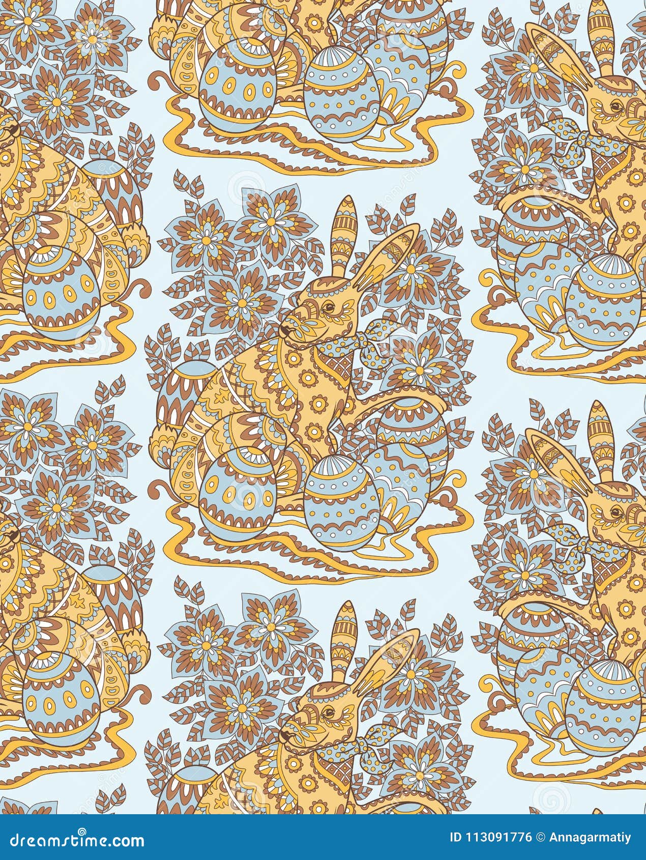 Easter Bunny Seamless Pattern 2 Stock Vector - Illustration of colorful ...