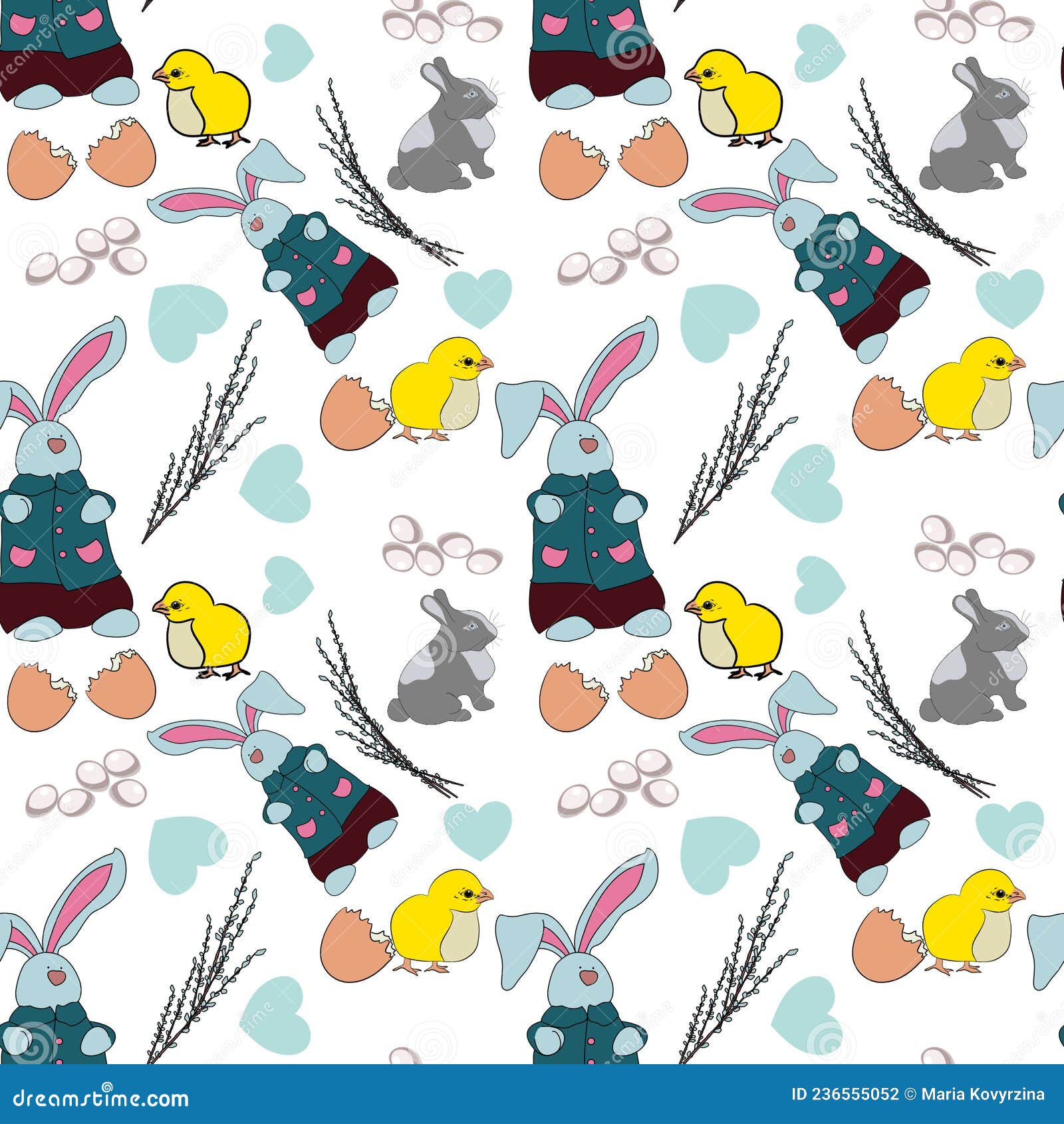 Easter Bunny Seamless Pattern Stock Vector - Illustration of fabric ...