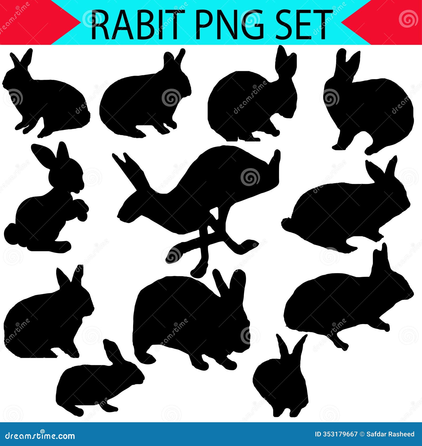 Easter Bunny Silhouettes, Rabbit Clip Art Set, Isolated Decorative ...