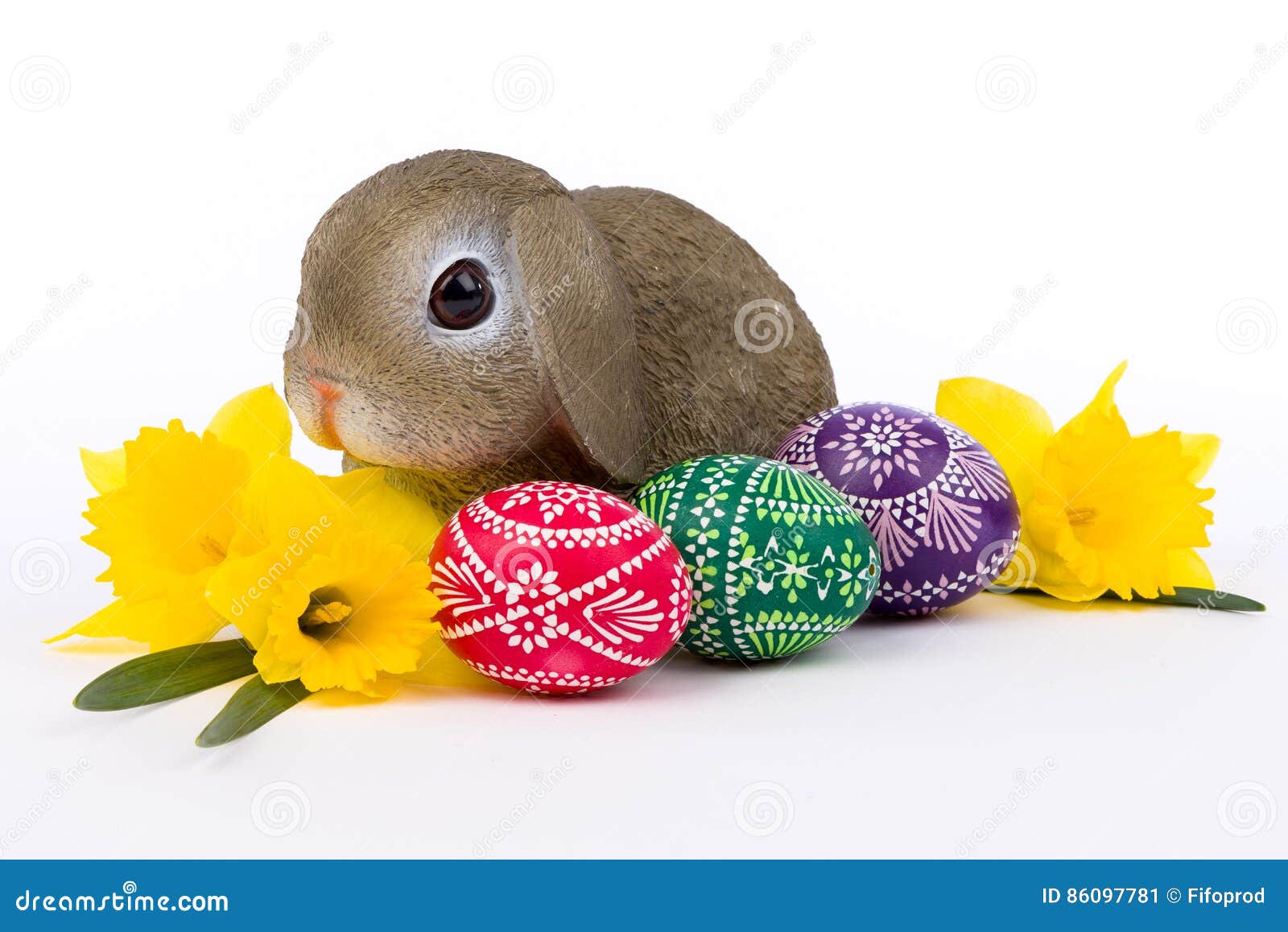 Easter Bunny Sitting in a Bunch of Easter Eggs Stock Image - Image of ...