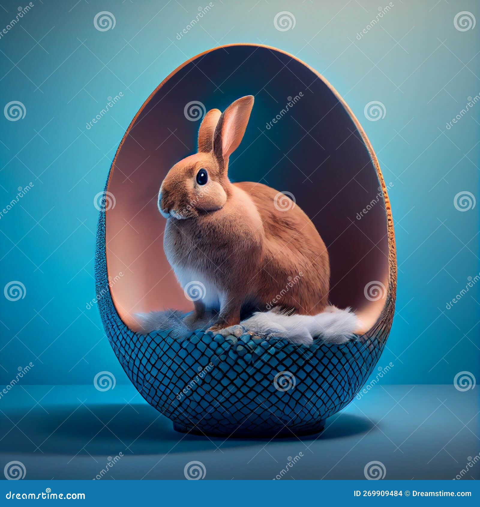 Easter Bunny Sitting on the Chaird in the Form of Egg. Generative AI ...