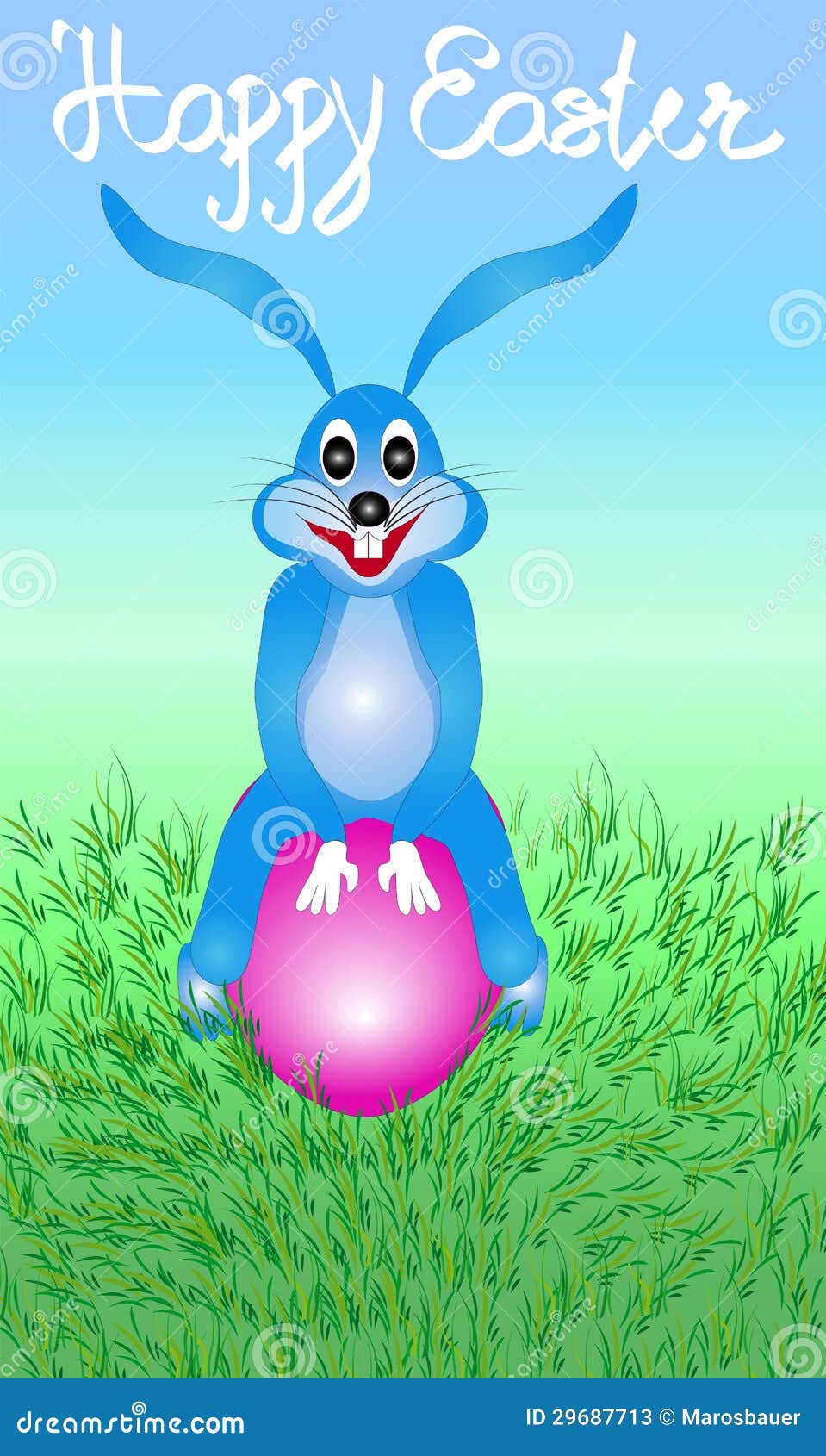 Easter Bunny Sitting on an Egg Stock Illustration - Illustration of ...