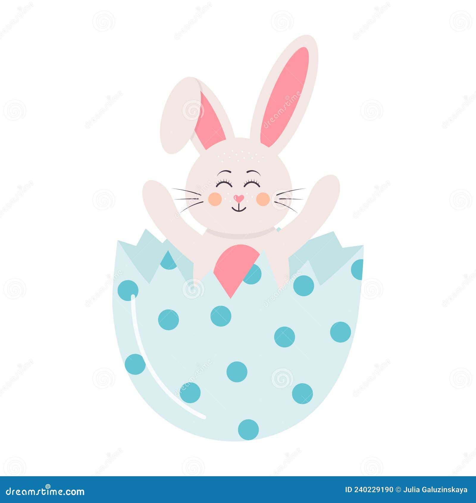 Easter Bunny Sitting in the Egg Shell. Joyful Little Rabbit Hatching ...