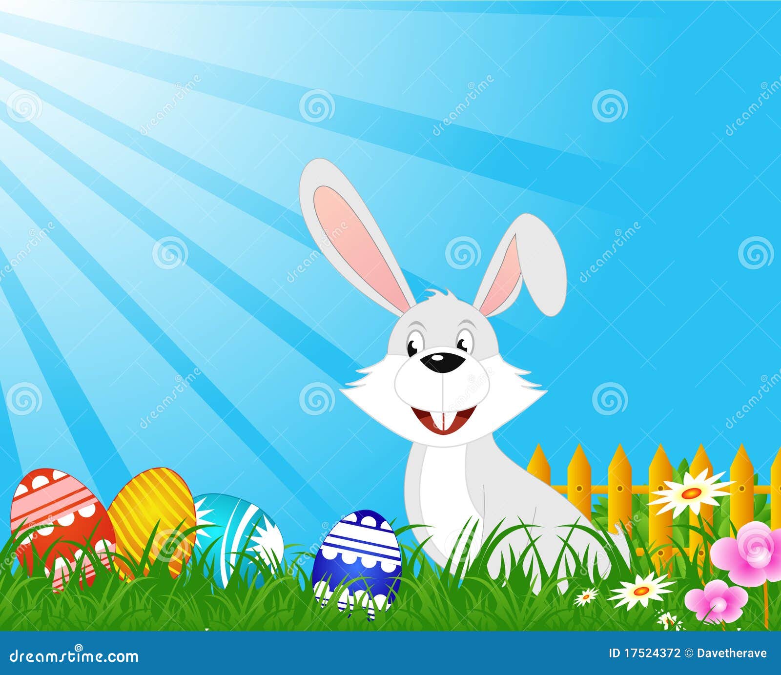 Easter Bunny Sitting with Eggs Stock Illustration - Illustration of ...